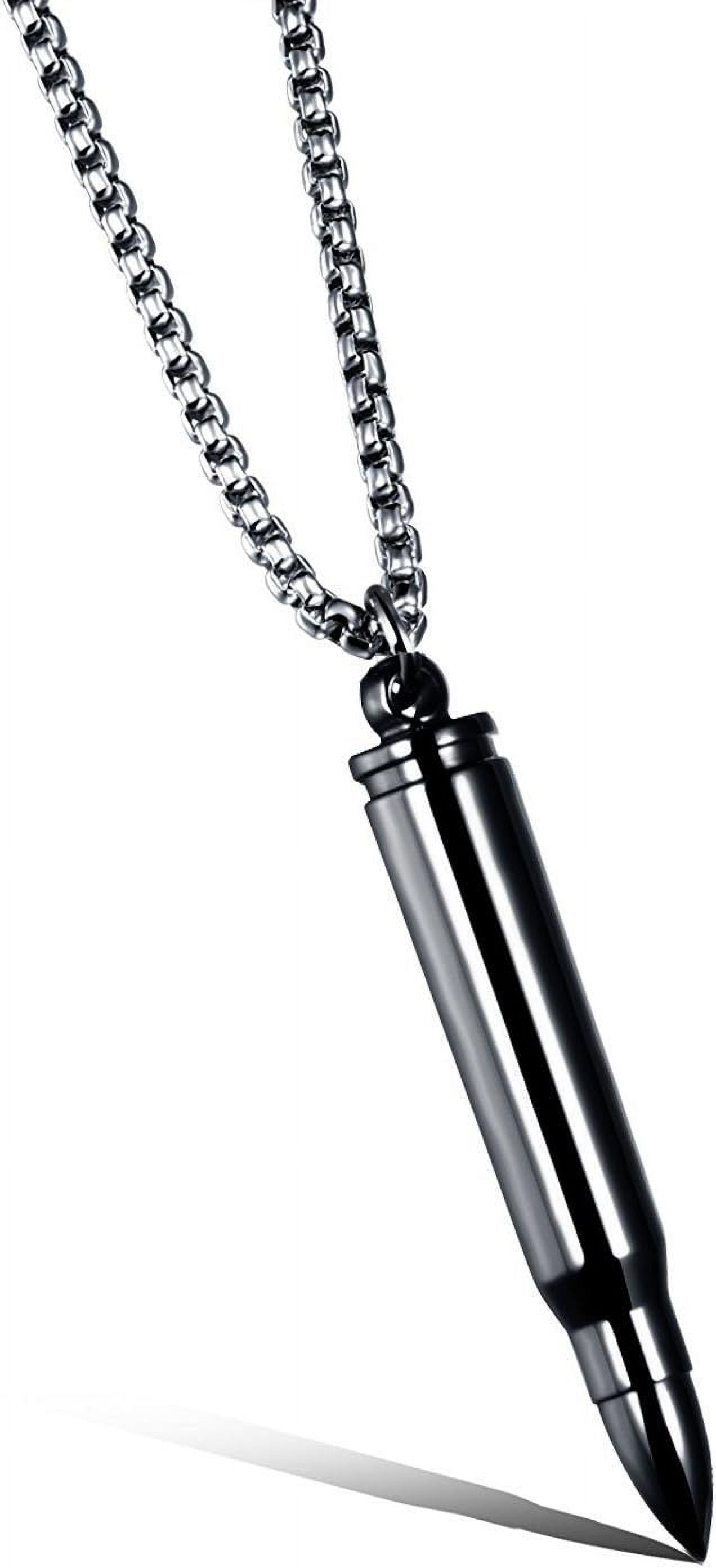 DobGot Stainless Steel Bullet Shape Cremation Urn Necklace For Ashes ...