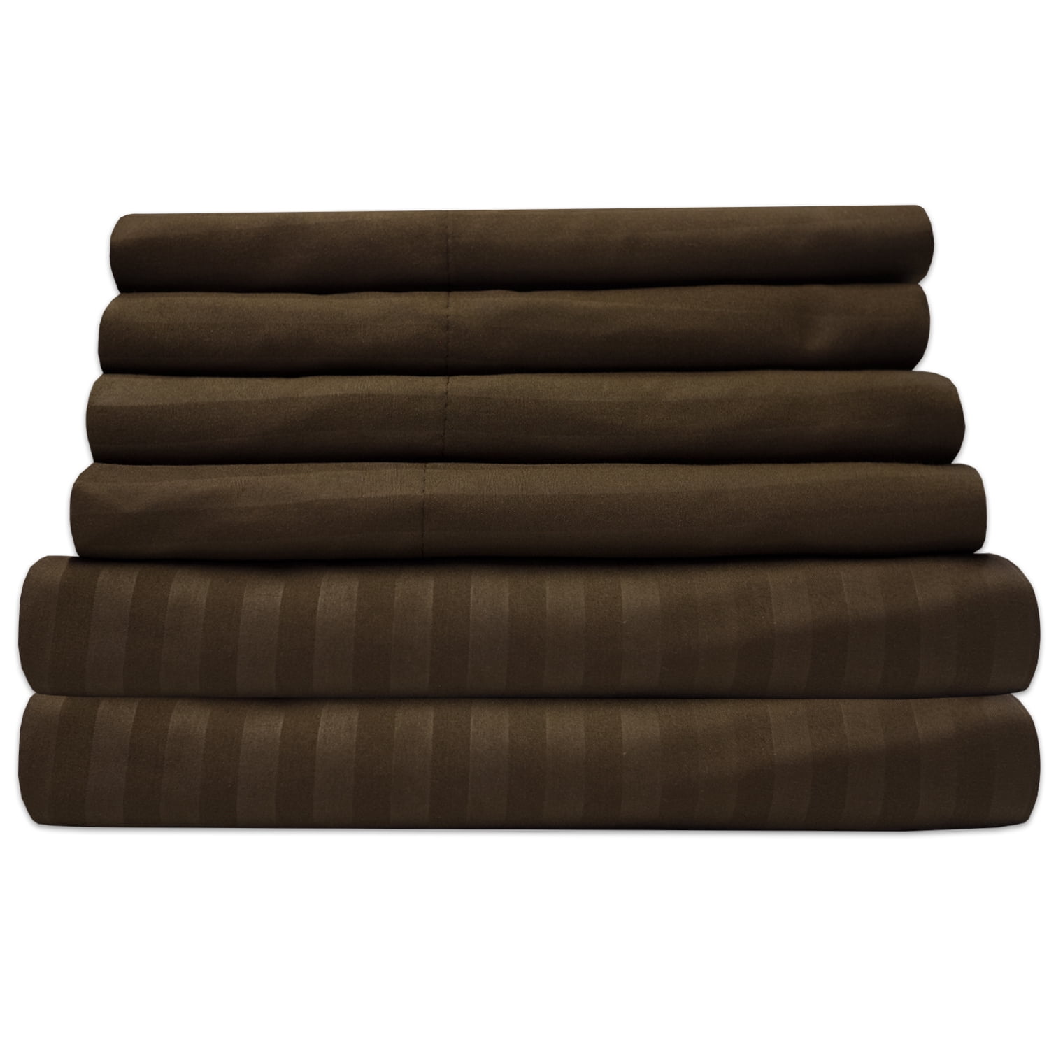 Dobby Stripe Sheets - Microfiber - Coffee Twin - Walmart.com