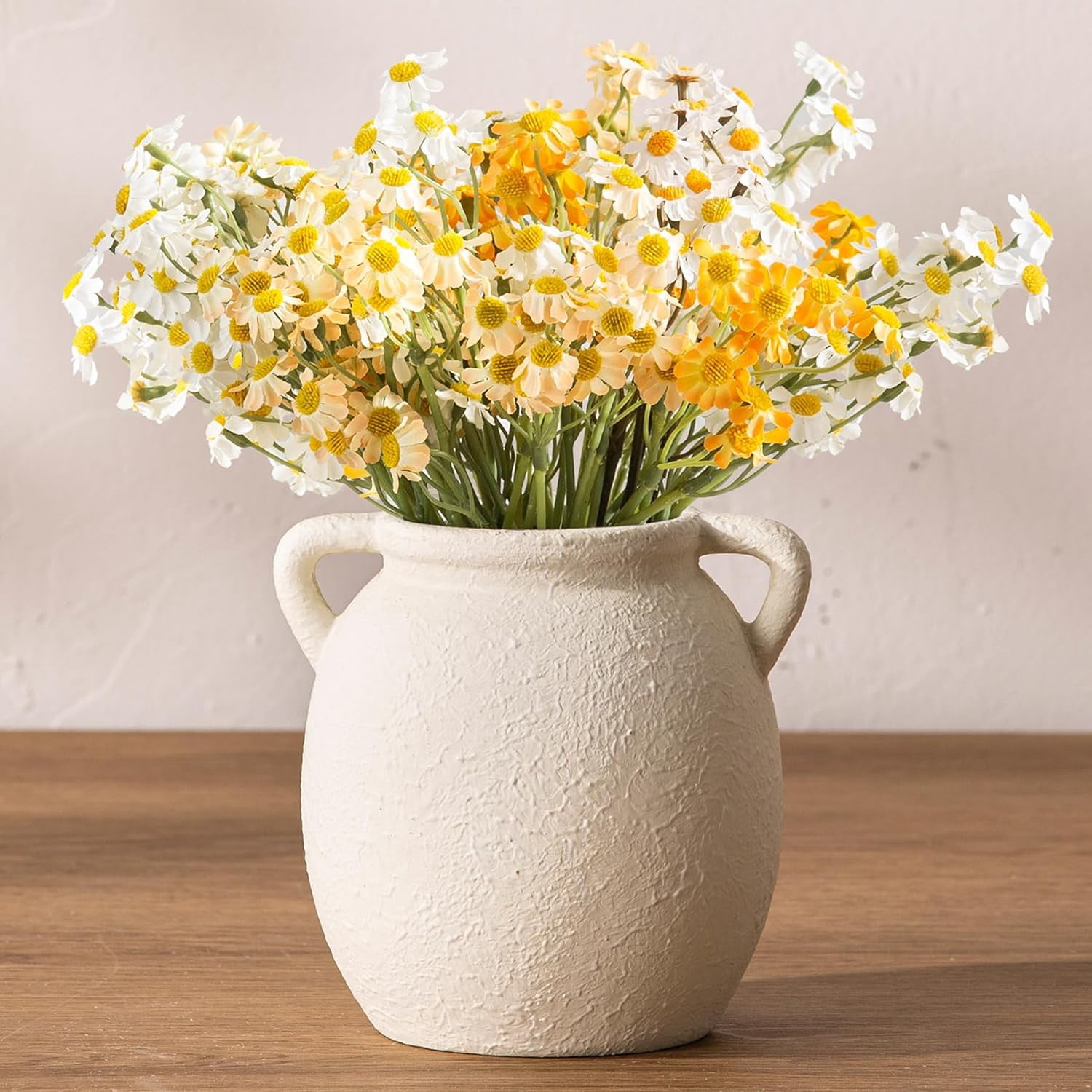 Dobbyby Ceramic Flower Vase 7.6 inch Farmhouse Rustic Vase Decorative ...