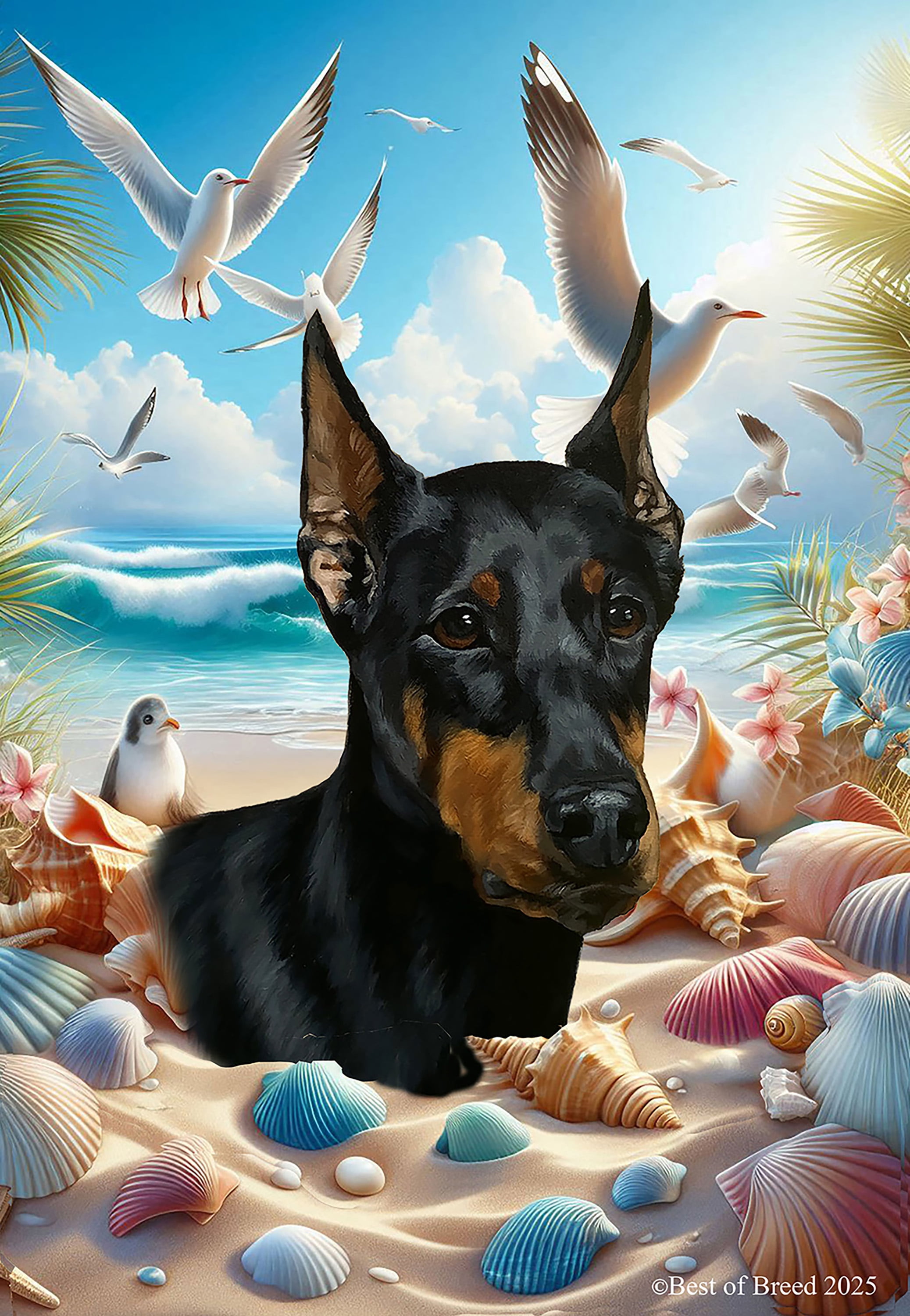 Doberman Black/Tan Cropped - Best of Breed Summer Beach Outdoor House ...