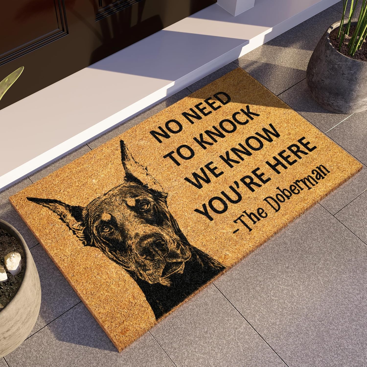 Doberman Door Mats - Angry Dobermans Welcome You, Funny Doormat ...
