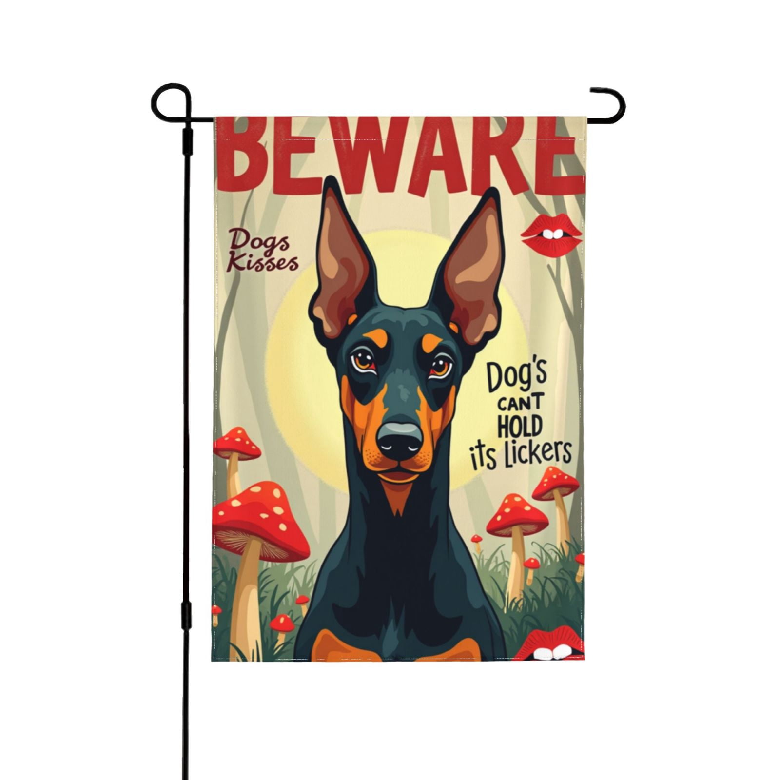 Doberman Funny Flags Dog Garden Flags 12.5x18 Double Sided, BEWARE OF ...