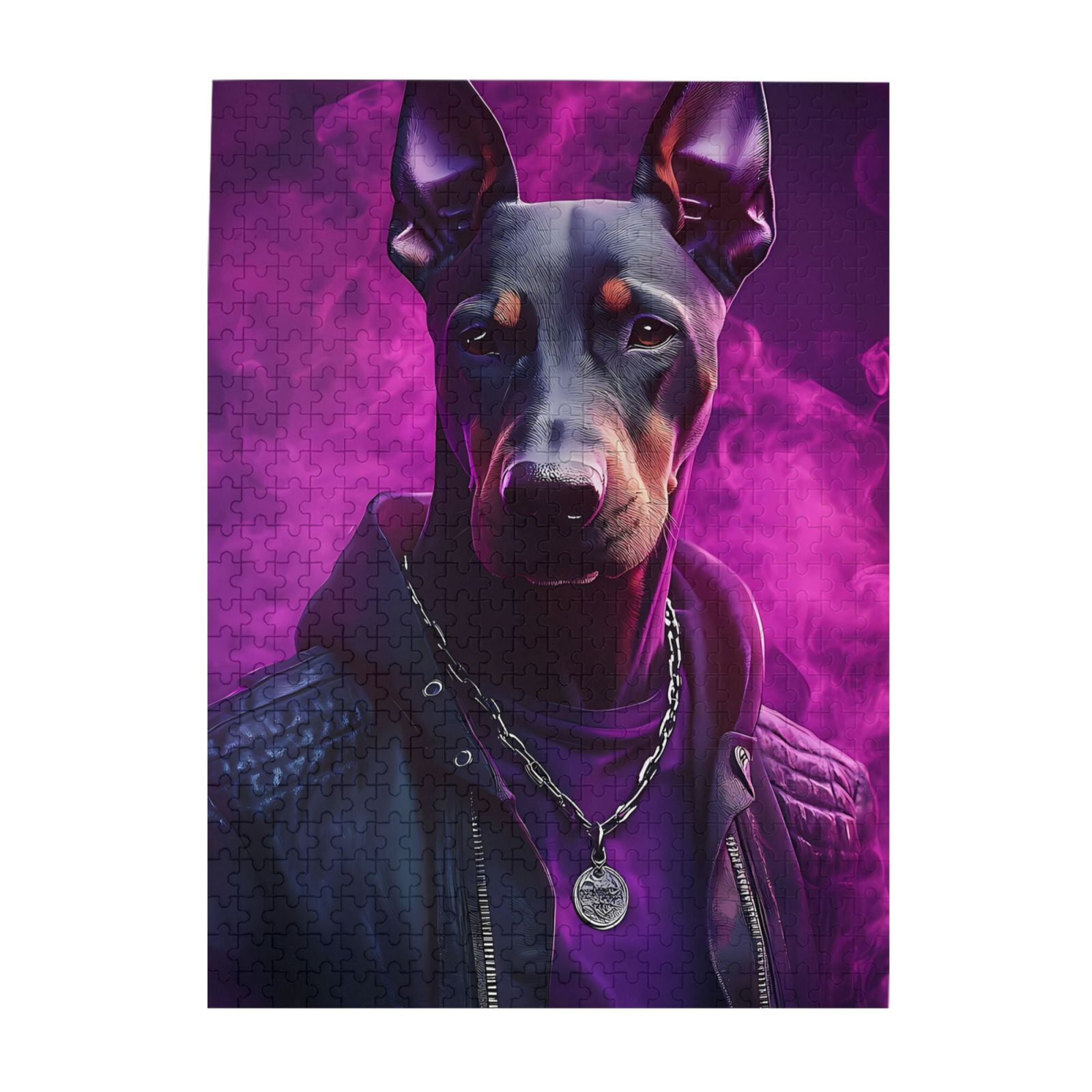 Doberman Gangster Chain Leather 500-Piece Wooden Jigsaw Puzzle for ...