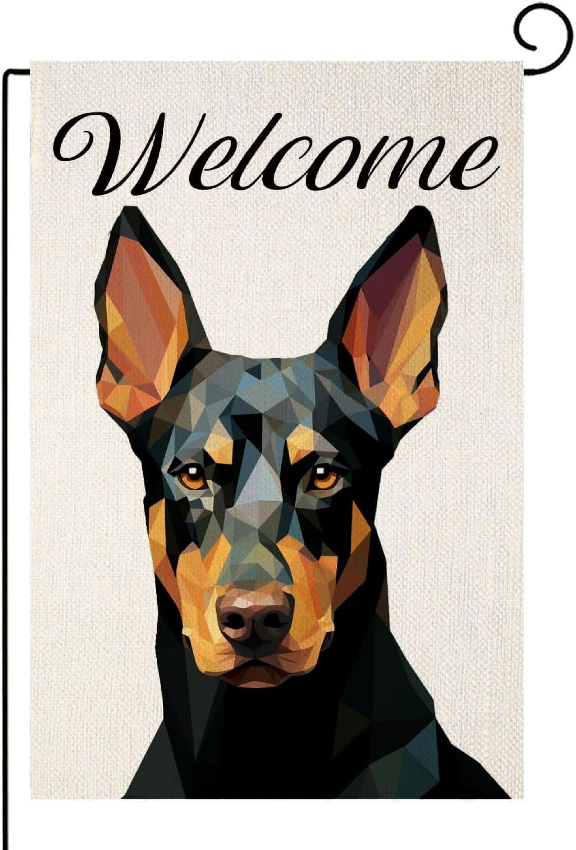 Doberman Garden Flag Summer Flag Spring Autumn Welcome Yard Flag Dog ...