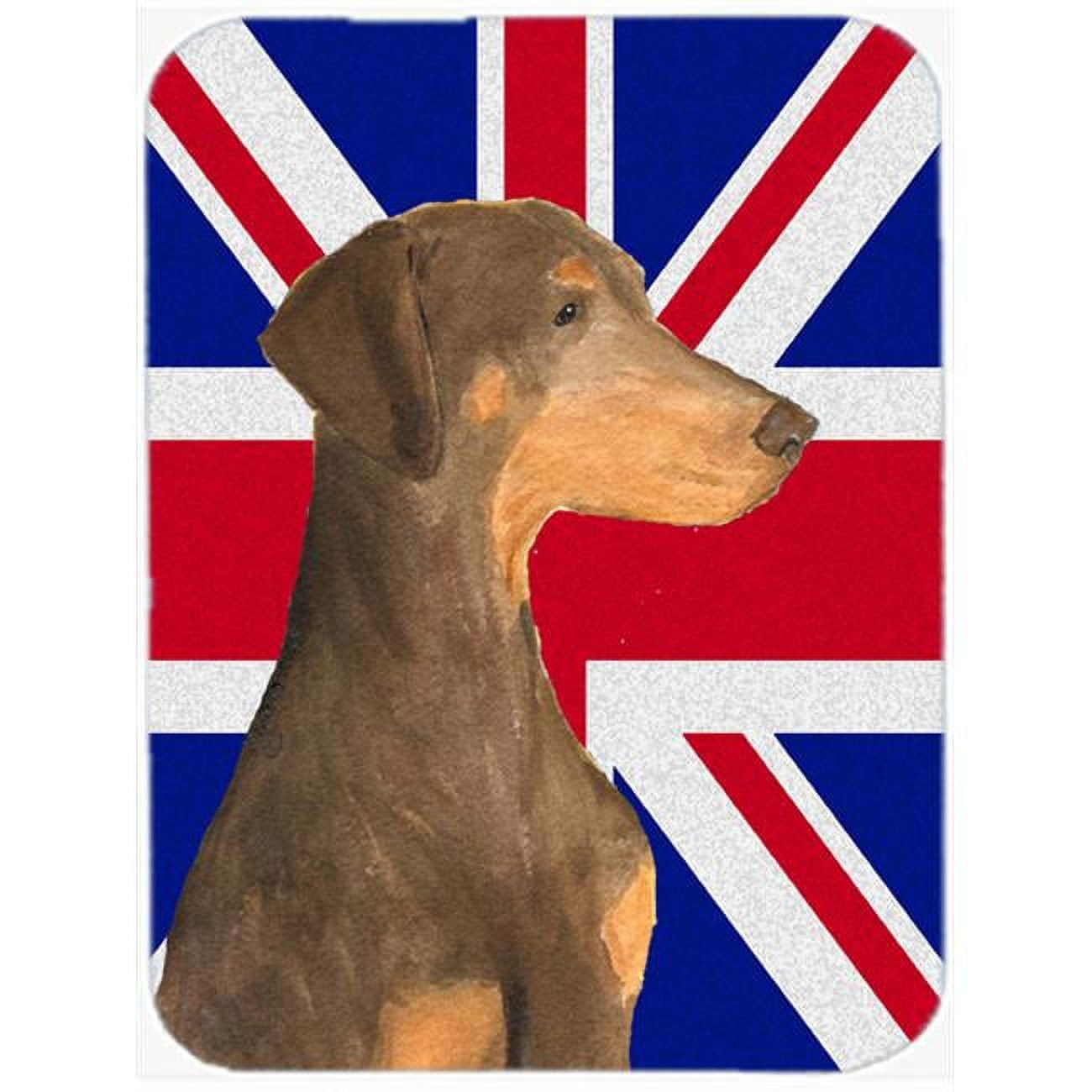 Doberman Natural Ears With English Union Jack British Flag Glass ...