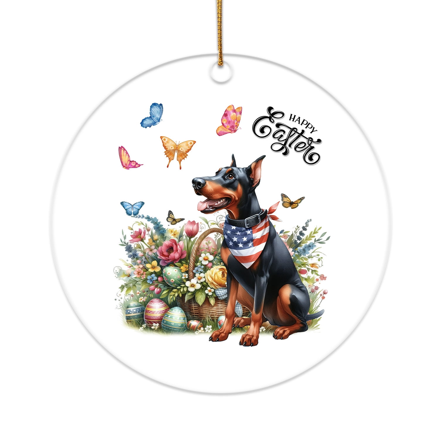 Doberman Pinscher Celebrates Spring and Enjoys a Happy Easter Acrylic ...