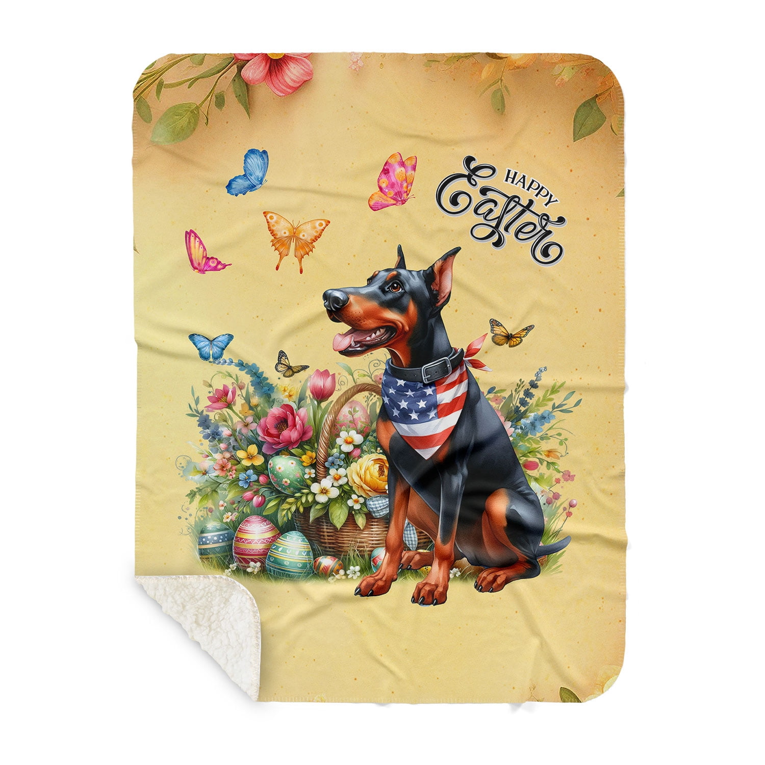 Doberman Pinscher Celebrates Spring and Enjoys a Happy Easter Cozy ...