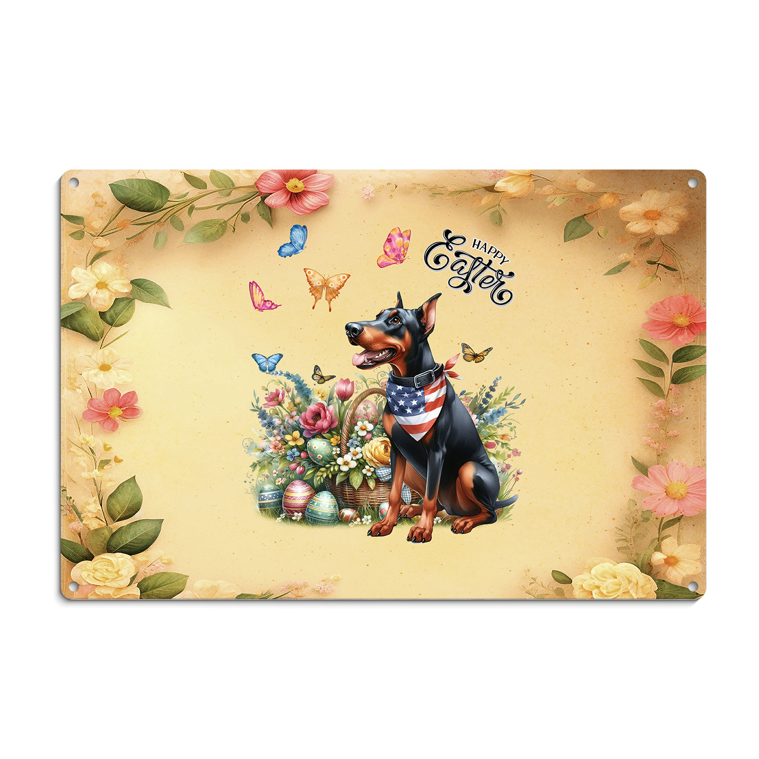 Doberman Pinscher Celebrates Spring and Enjoys a Happy Easter ...