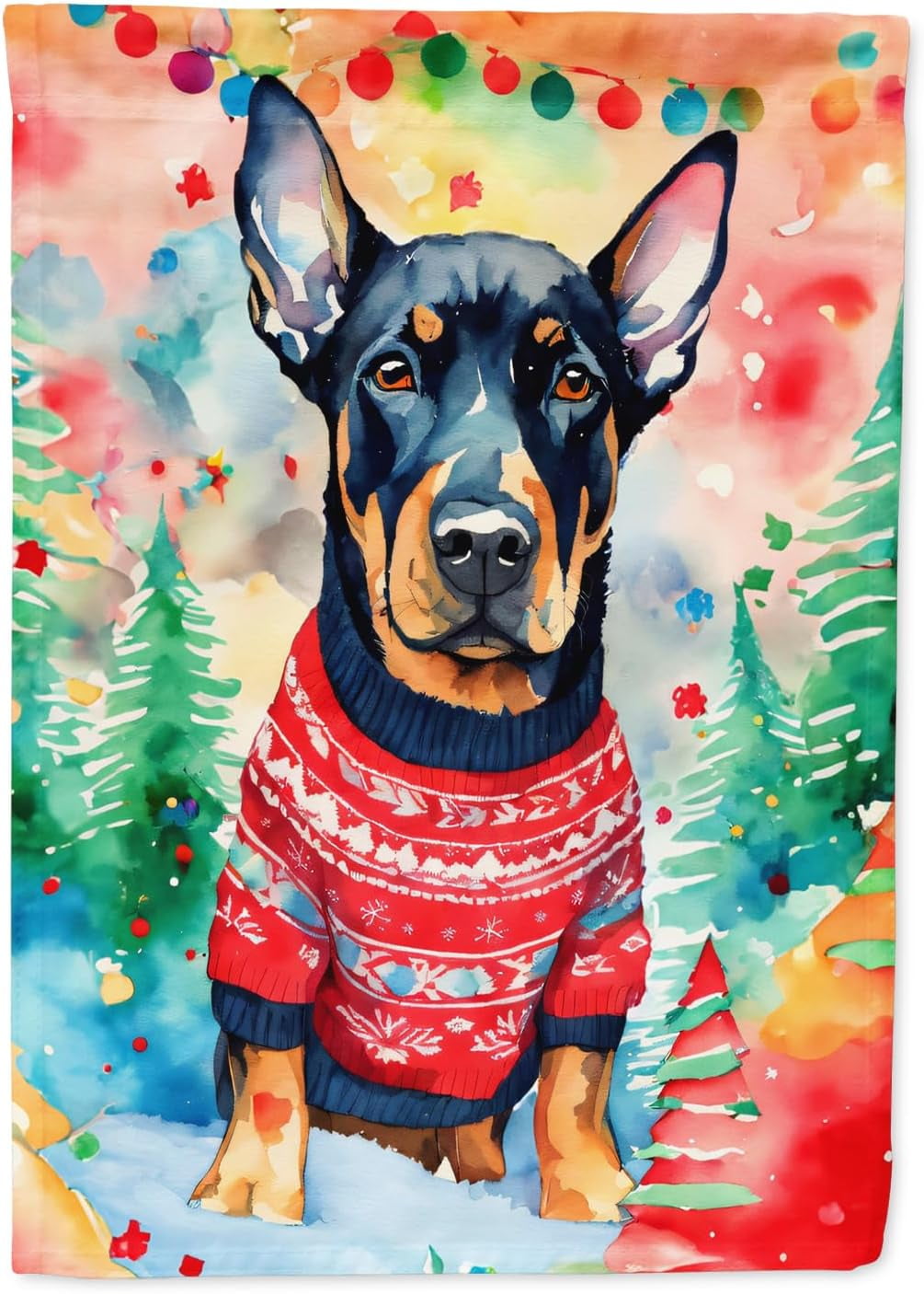 Doberman Pinscher Christmas Garden Flag Mailbox Flag Decorative Yard ...