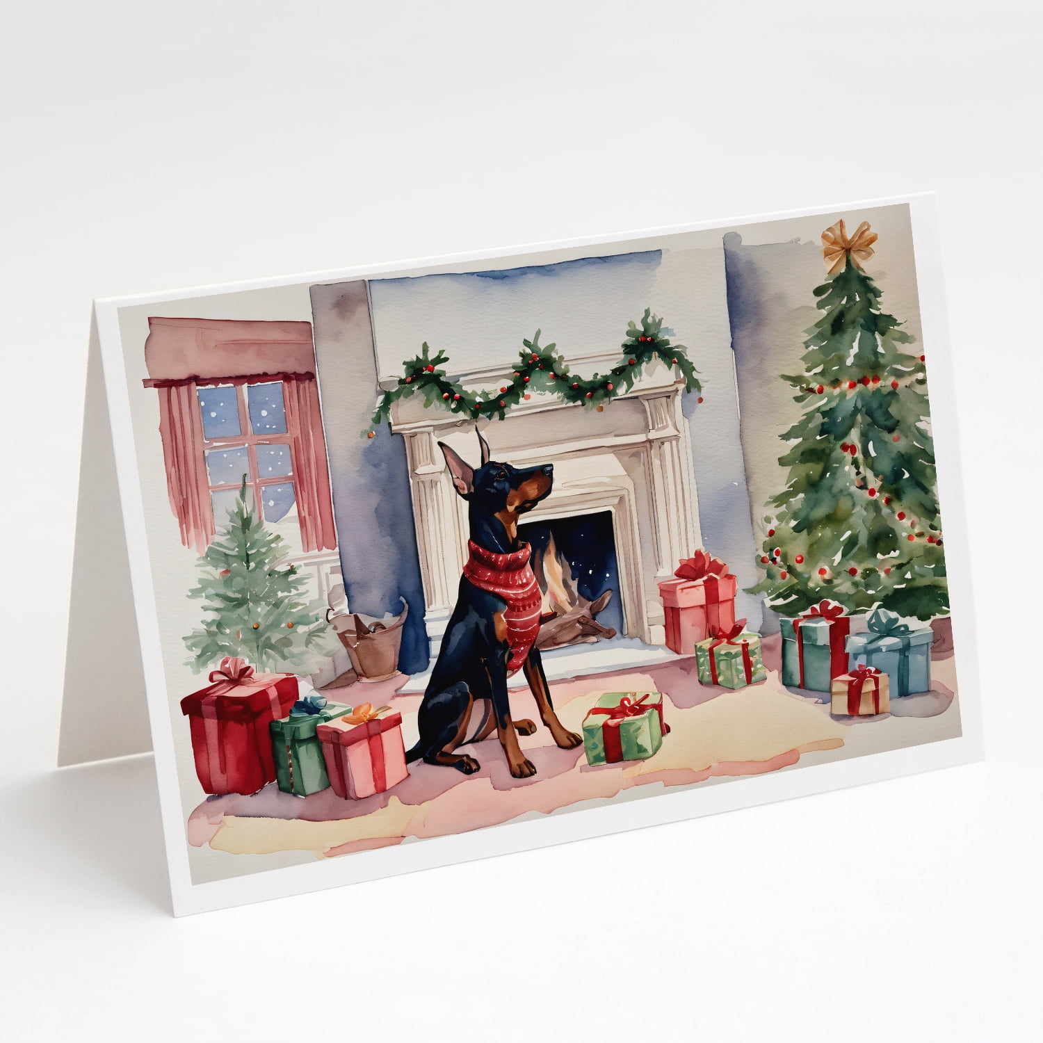 Doberman Pinscher Christmas Greeting Cards and Envelopes Pack of 8 7 in ...