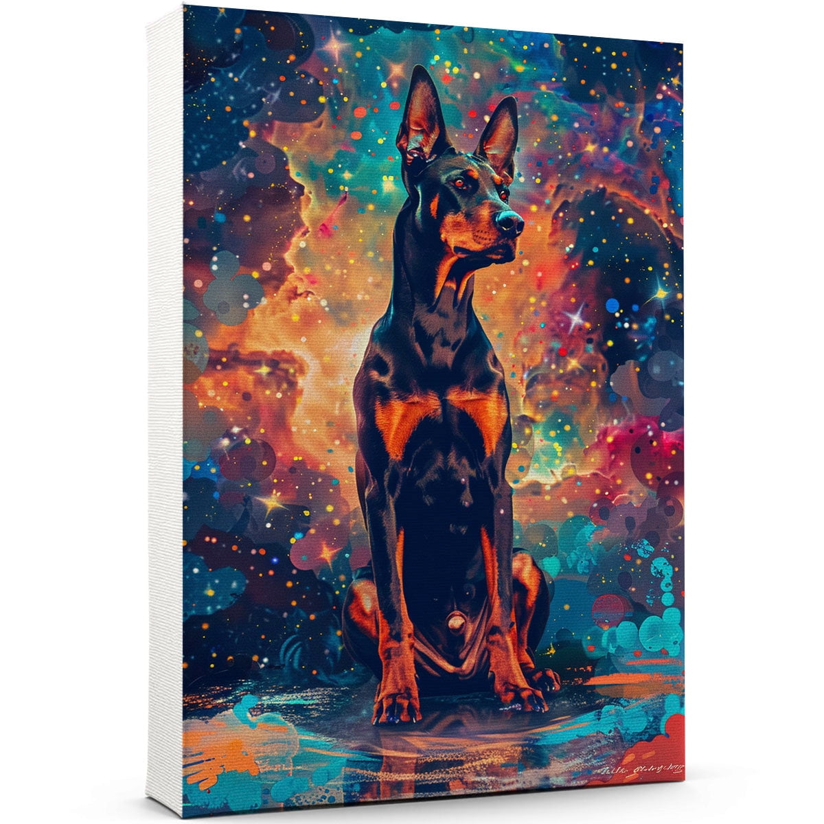 Doberman Pinscher Dog Art Starry Night-Inspired - Contemporary Abstract ...