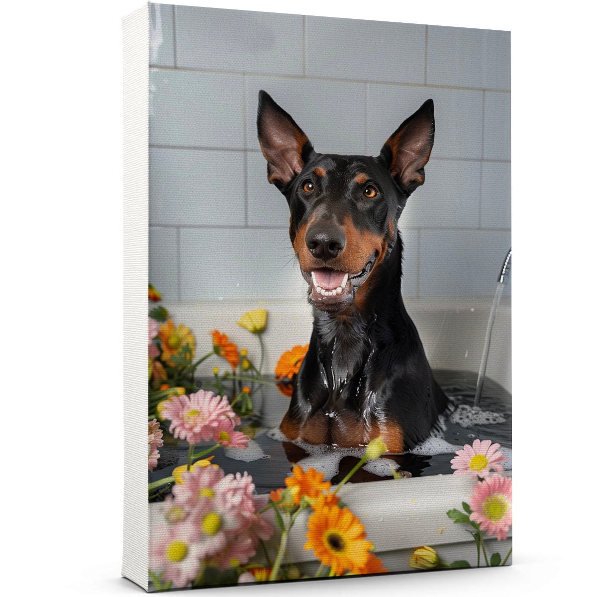 Doberman Pinscher Dog Bathroom Decor - Funny Bathroom Decor Wall Art ...