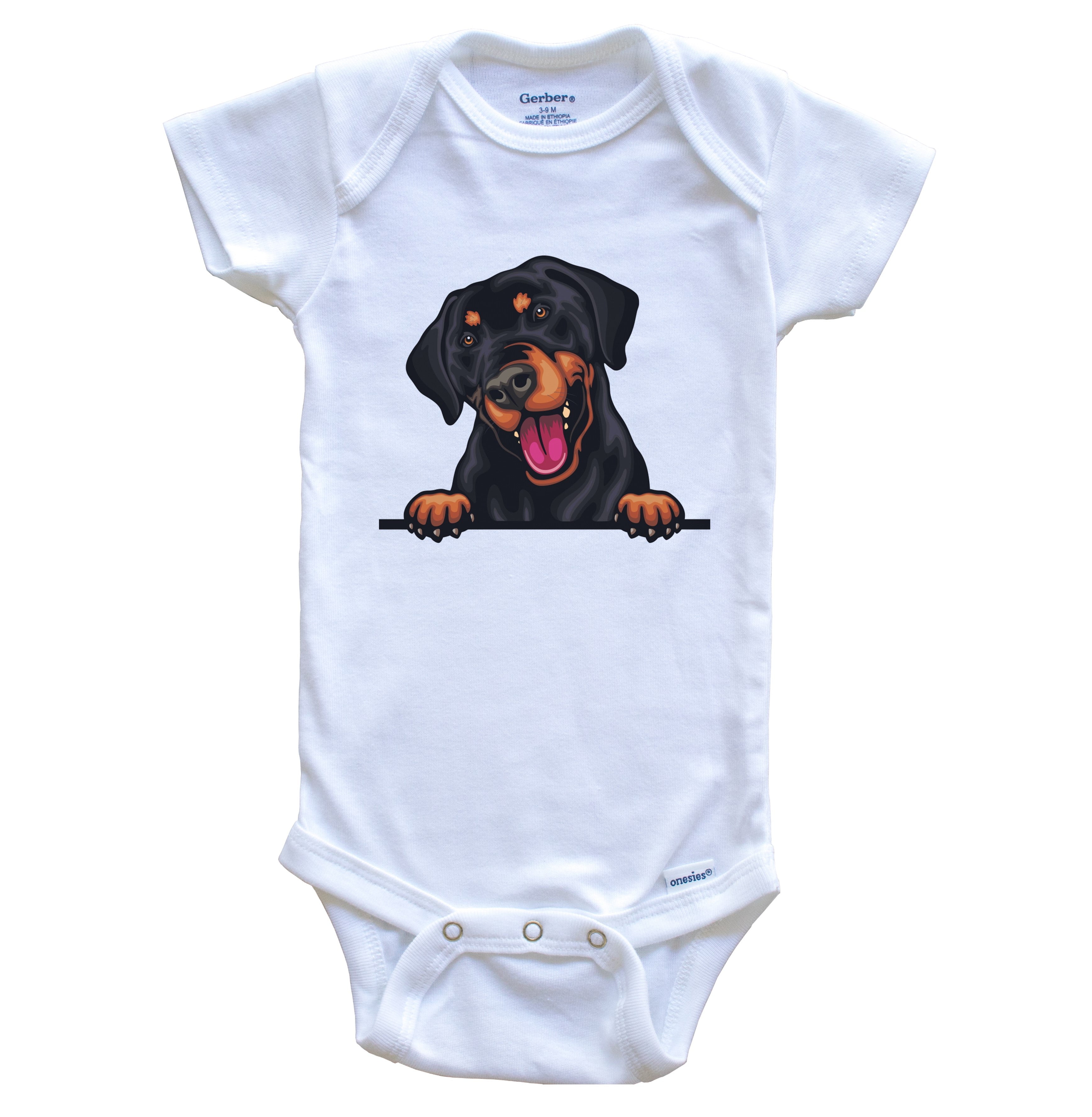 Doberman Pinscher Dog Breed Cute Baby Bodysuit v2, 6-9 months white ...