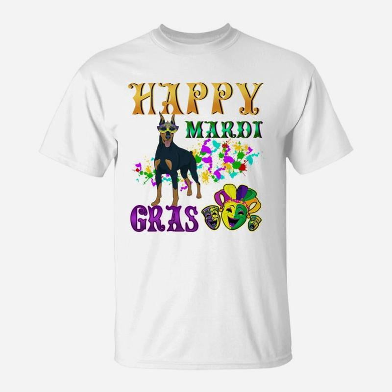 Doberman Pinscher Dog Breed Happy Mardi Gras Festival TShirt - Walmart.com