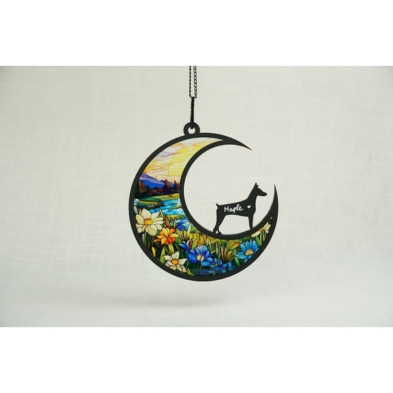 Doberman Pinscher Dog Memorial Light Catcher - Loss of Pet Sympathy Gift, Dog Memorial Ornament ...