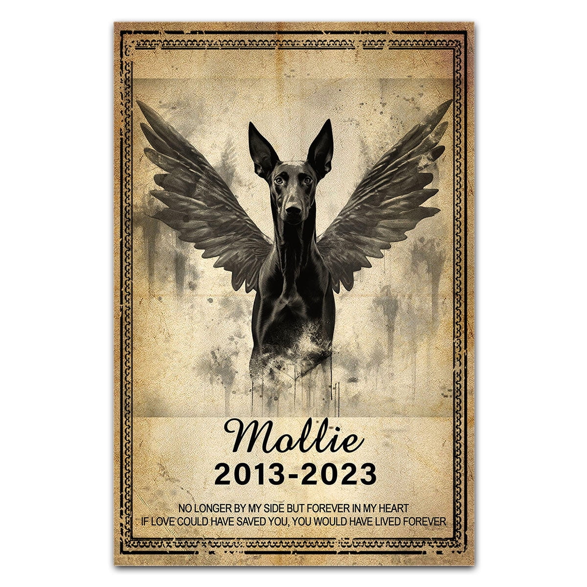 Doberman Pinscher Dog Memorial Poster/Framed Canvas Prints ...