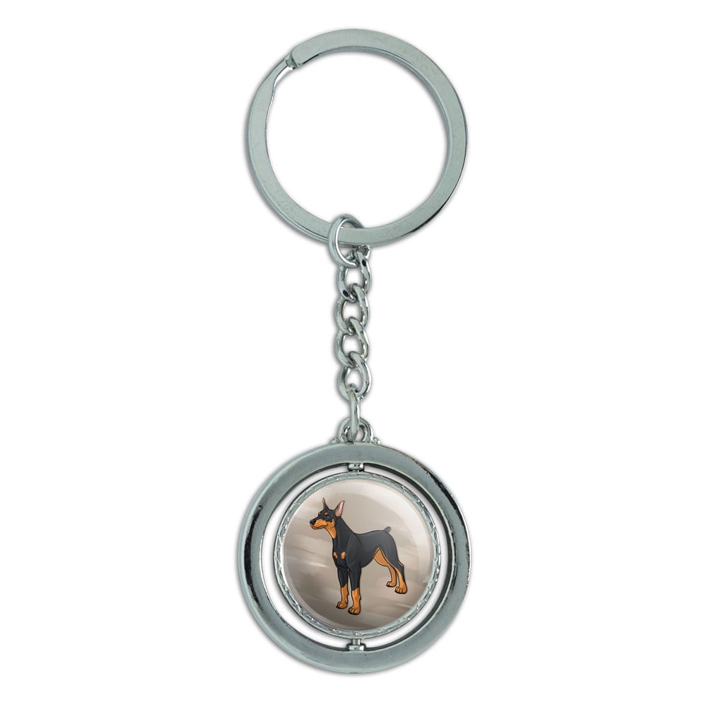 Doberman Pinscher Dog Pet Spinning Circle Metal Keychain - Walmart.com