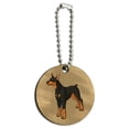 Doberman Pinscher Dog Pet Wood Wooden Round Keychain Key Chain Ring ...