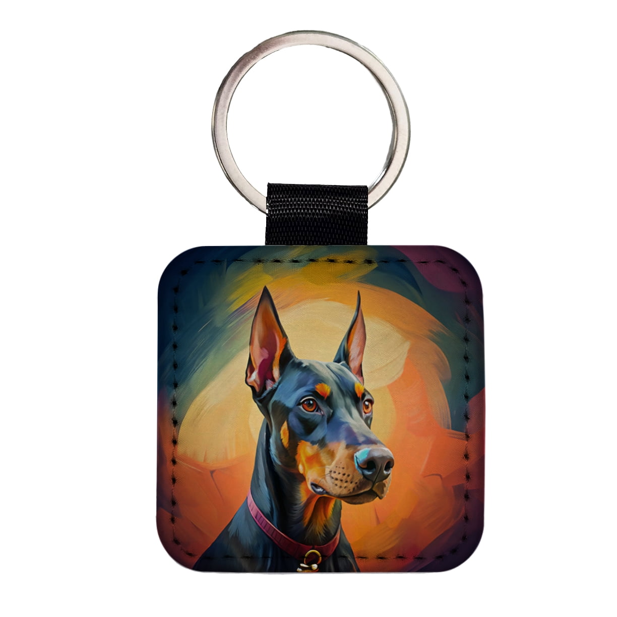 Doberman Pinscher Dog Pop Art Faux Leather Square Keychain - Walmart.com