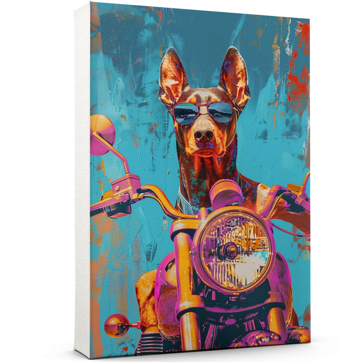 Doberman Pinscher Dog Poster Riding A Motorcycle - Doberman Pinscher ...