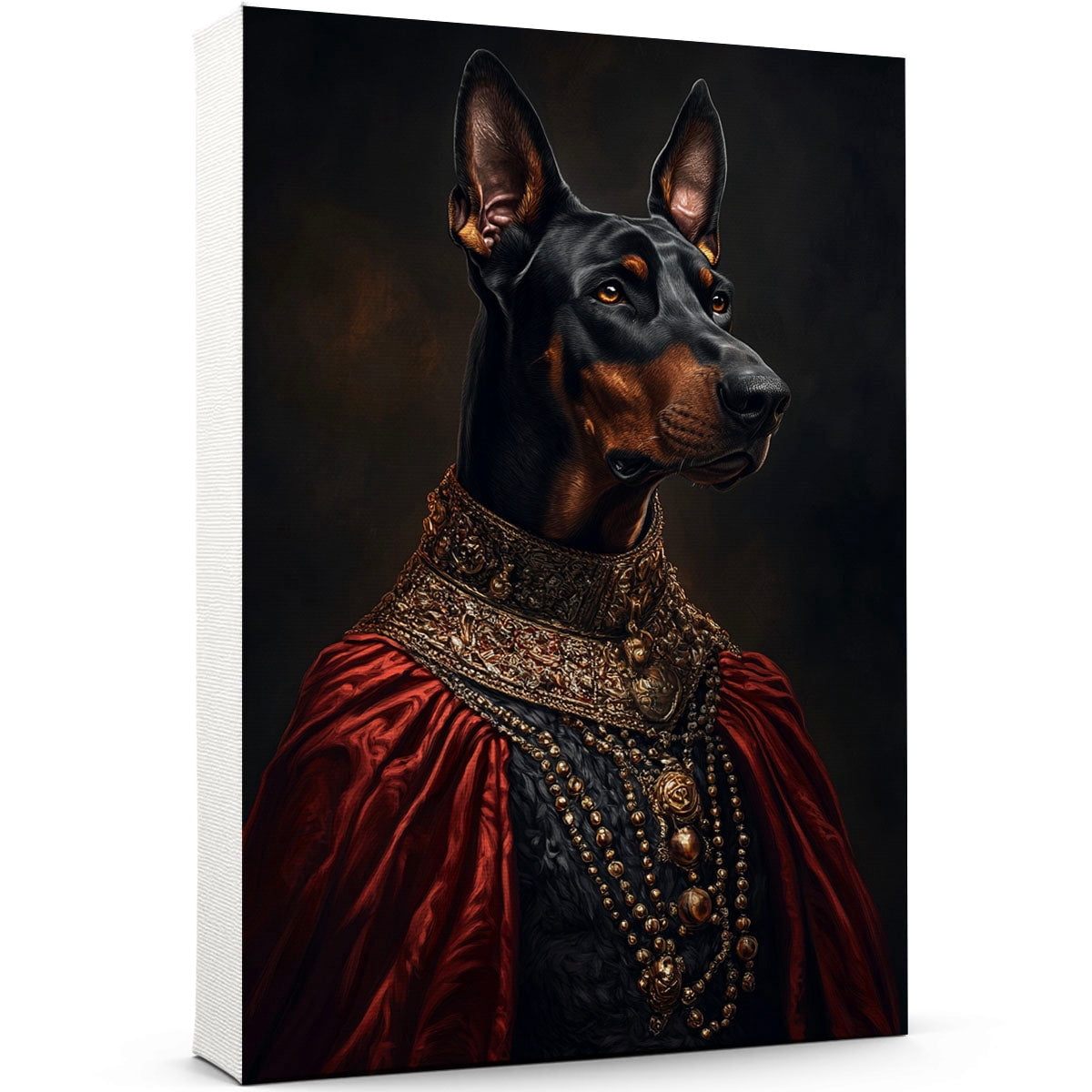 Doberman Pinscher Dog in Royal Costume Poster, Funny Dog Poster, Dog ...