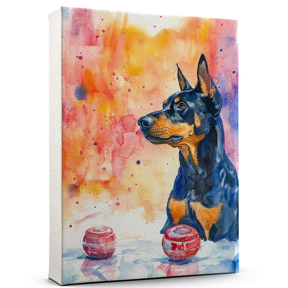 Doberman Pinscher Dog Stretched Canvas Size 8x12 – Ice Hockey Canvas ...