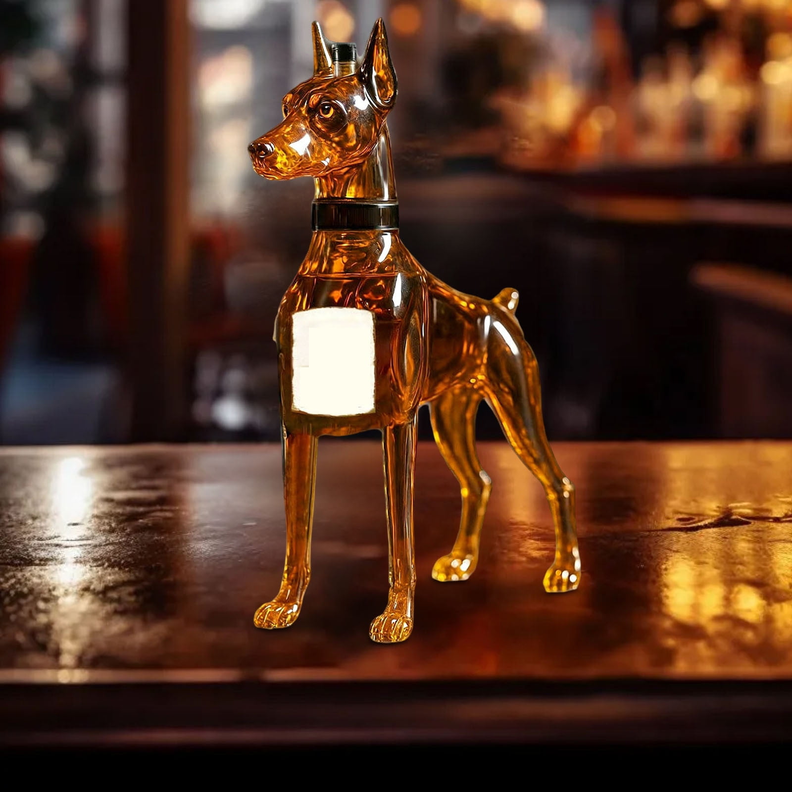 Doberman Pinscher Dog Whiskey Decanter, Realistic Glass Liquor Bottle ...