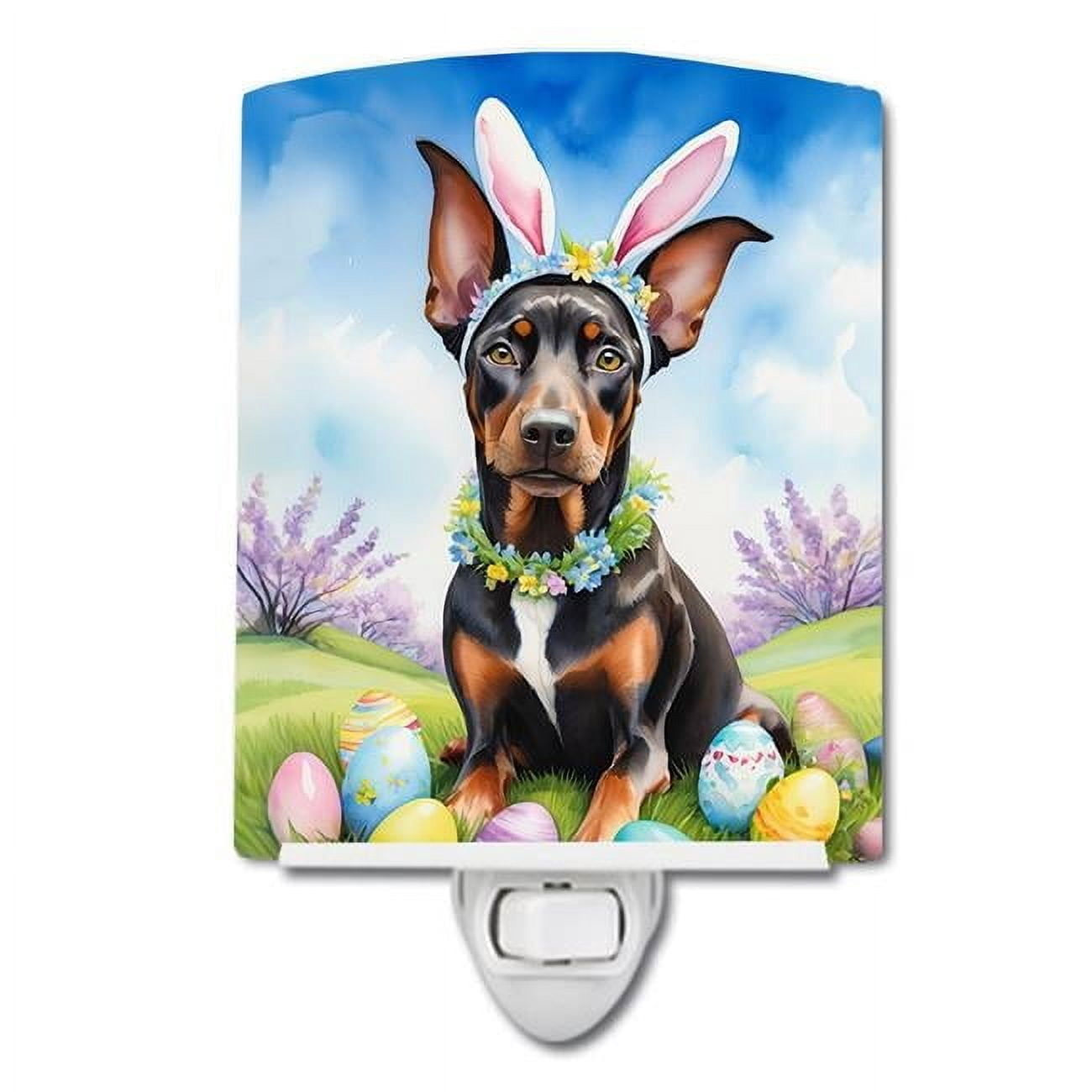 Doberman Pinscher Easter Egg Hunt Ceramic Night Light 4 in x 6 in ...