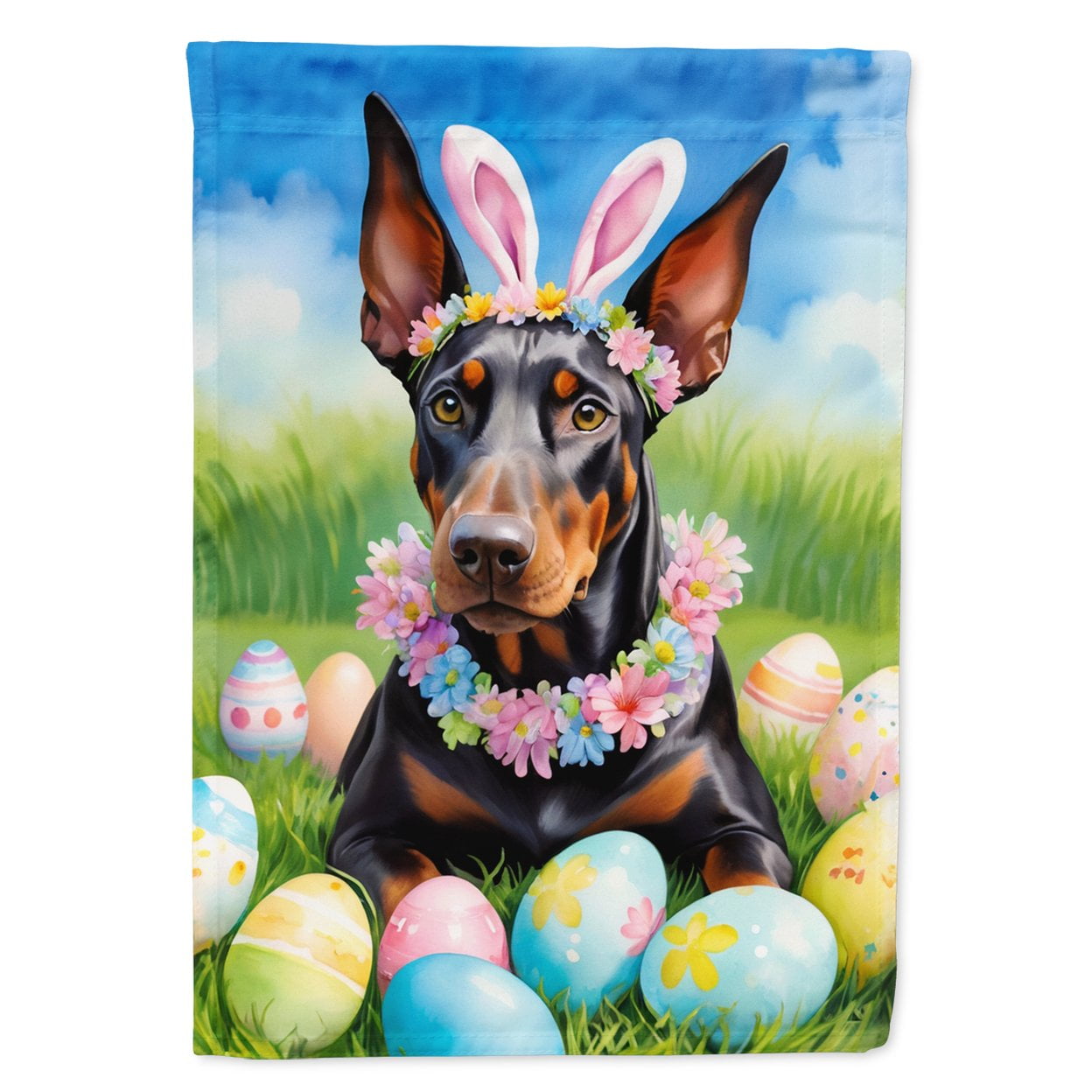 Doberman Pinscher Easter Egg Hunt Garden Flag 11.25 in x 15.5 in ...