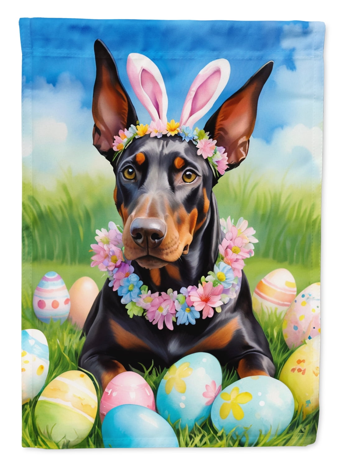 Doberman Pinscher Easter Egg Hunt House Flag 28 in x 40 in - Walmart.com