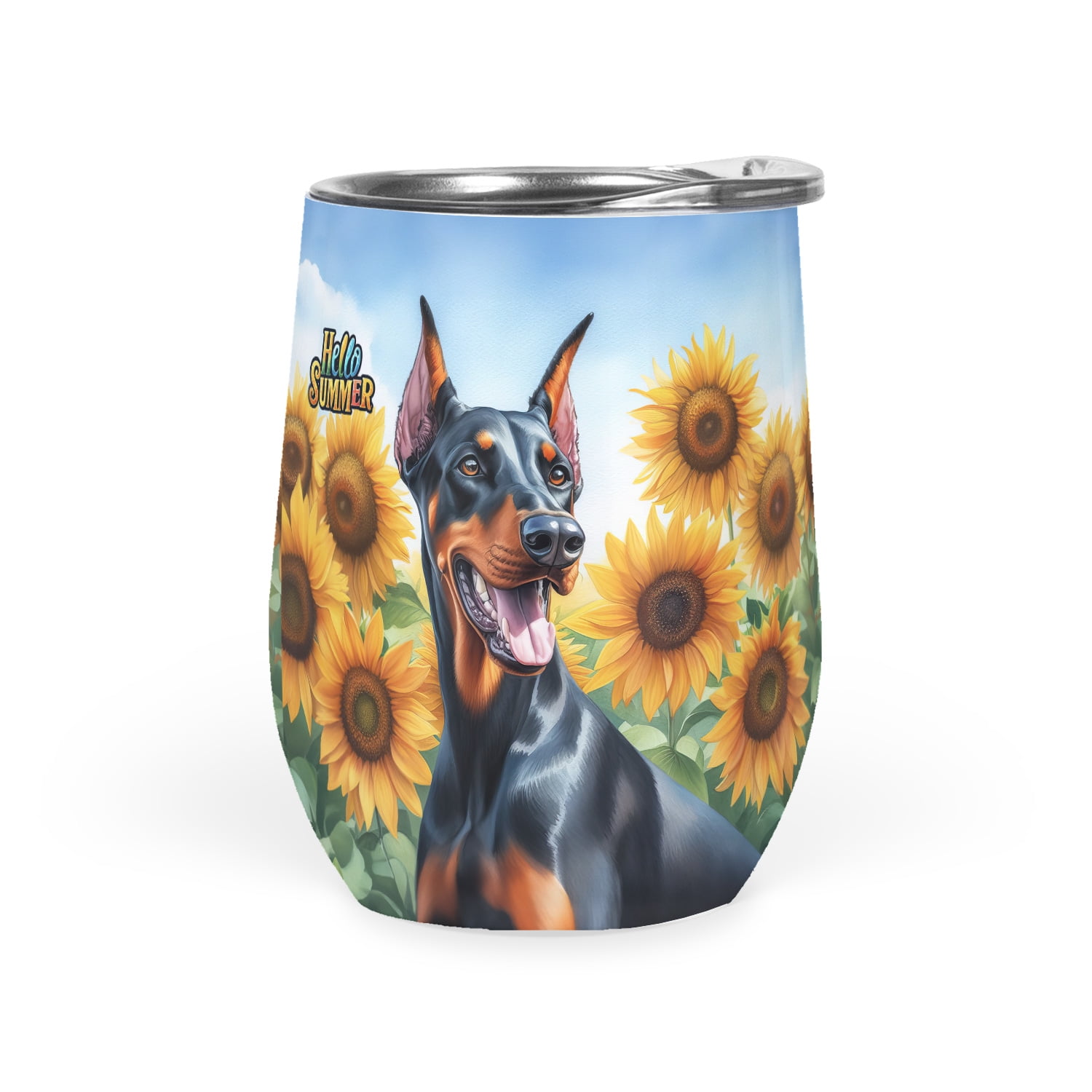 Doberman Pinscher Hello Summer Sunshine Sunflowers Spring Retro Vintage ...