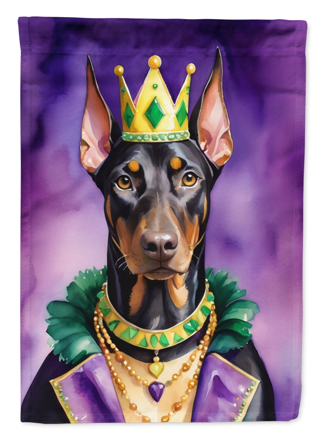 Doberman Pinscher King of Mardi Gras Garden Flag 11.25 in x 15.5 in ...