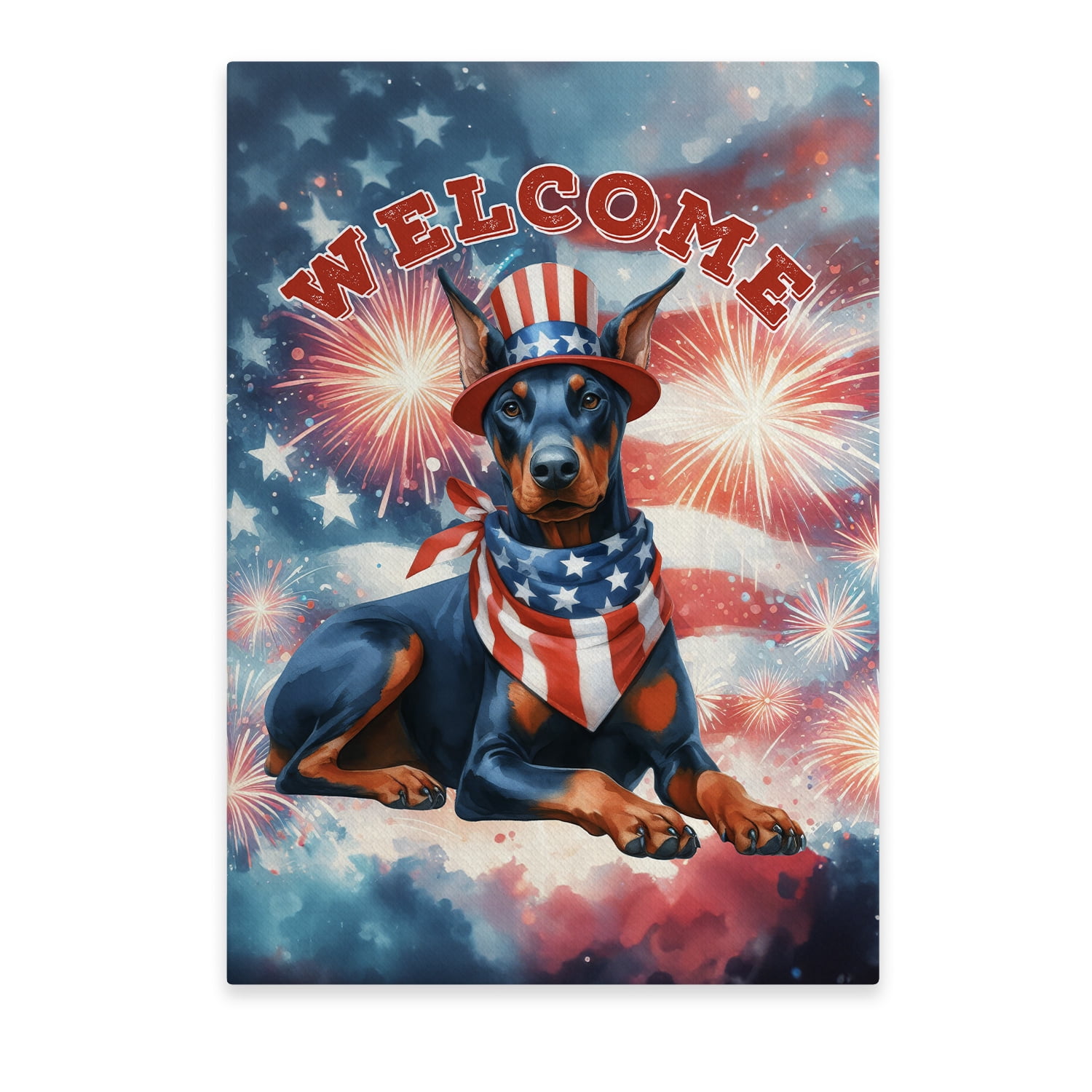 Doberman Pinscher Patriotic Welcome for 4Th of July Independence Day ...
