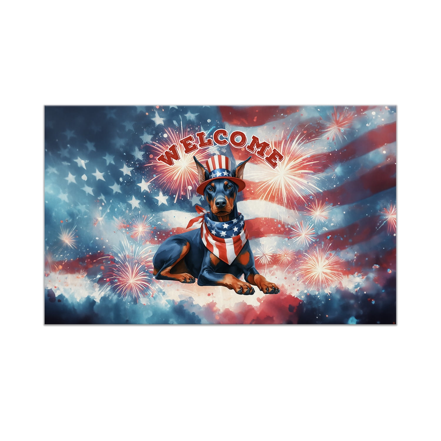 Doberman Pinscher Patriotic Welcome for 4Th of July Independence Day ...