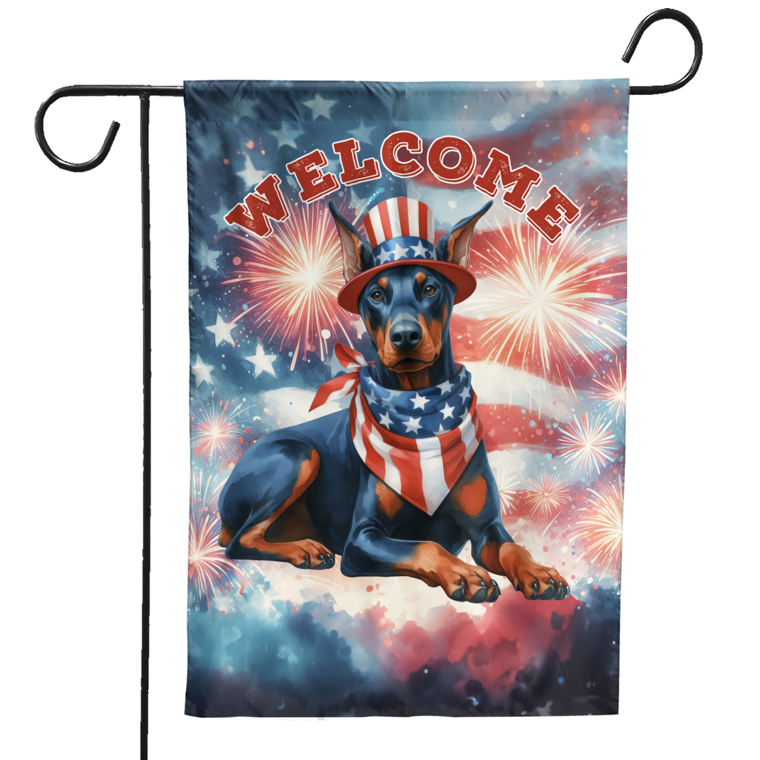Doberman Pinscher Patriotic Welcome for 4Th of July Independence Day ...
