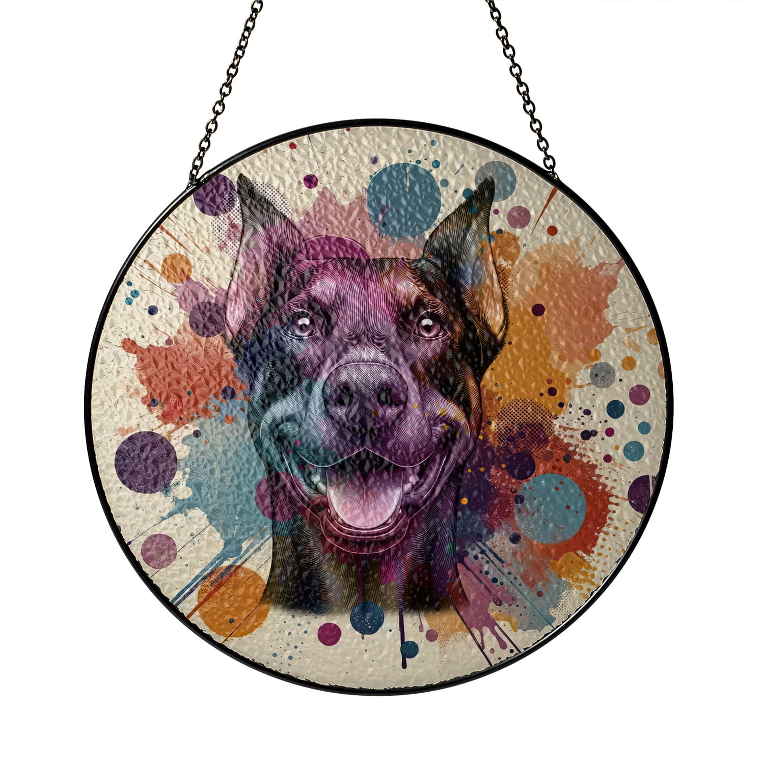 Doberman Pinscher Portrait Watercolor Vintage Retro Styles Stained ...