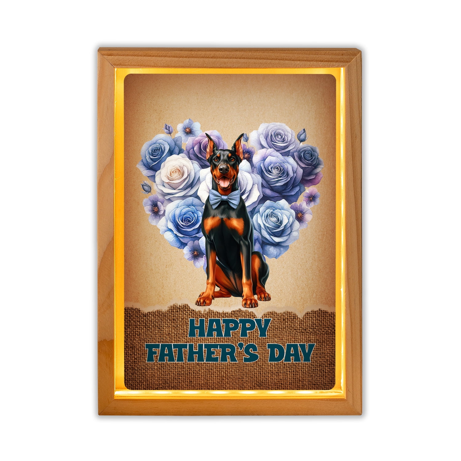 Doberman Pinscher Proud Dad Happy Father's Day Acrylic Plaque with Wood ...