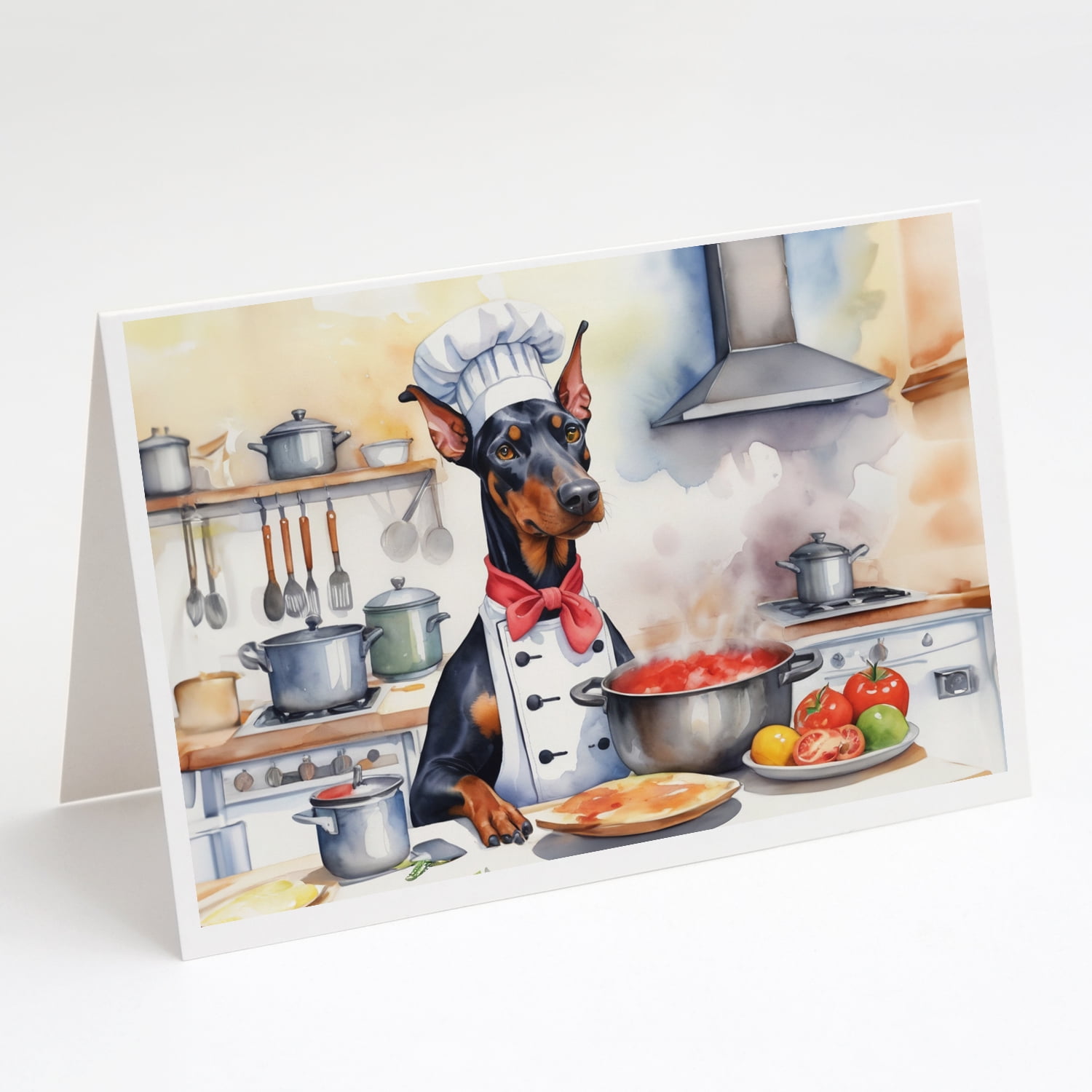 Doberman Pinscher The Chef Greeting Cards Pack of 8 7 in x 5 in ...