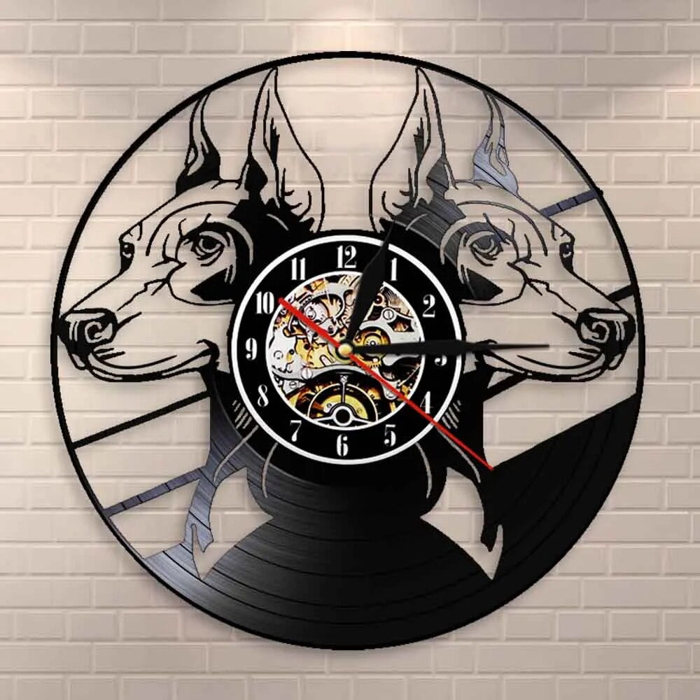Doberman Pinscher Vinyl Wall Clock,Vinyl Record Clock Wall Art Black ...