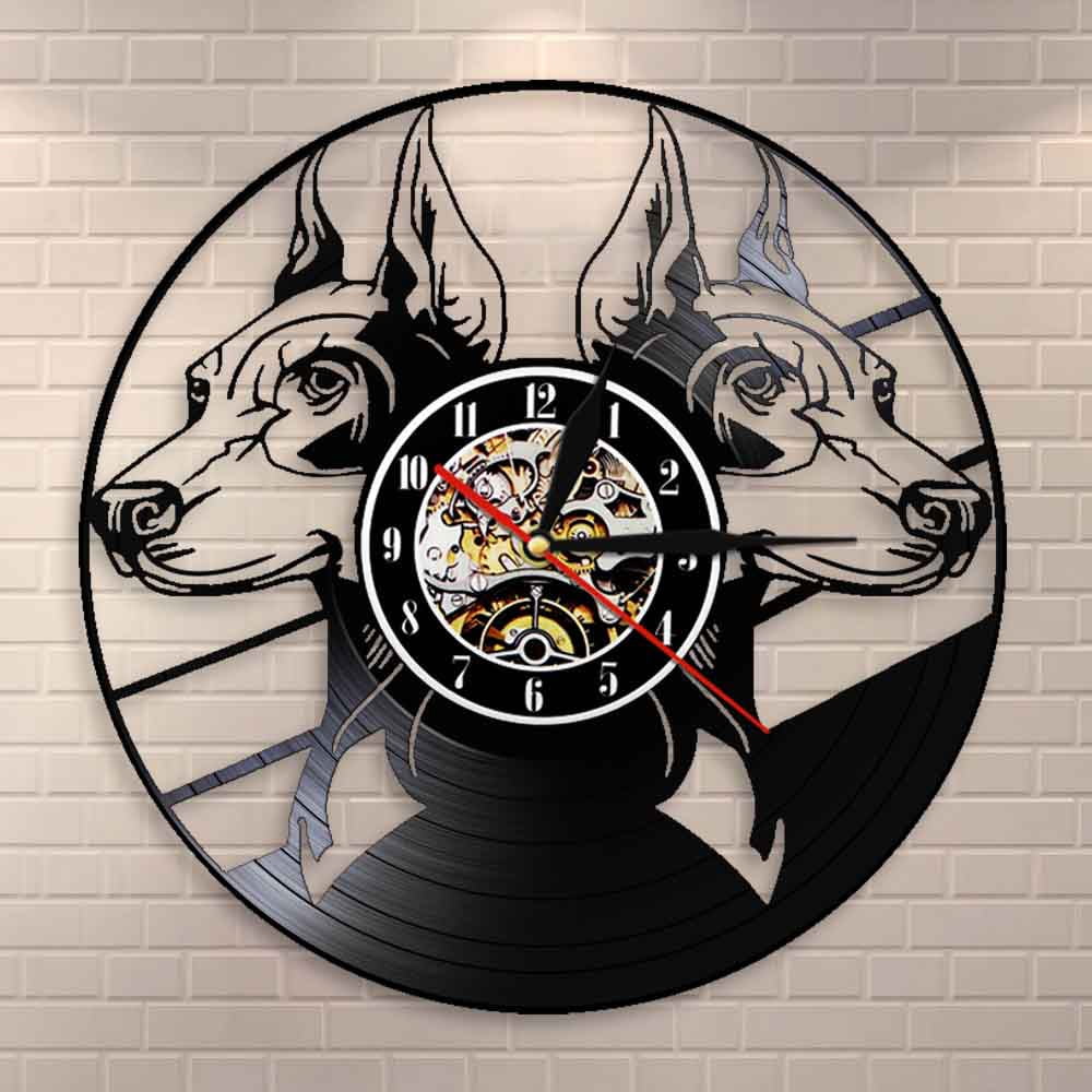Doberman Pinscher Wall Clock Dog Breeds Head Portraits Doberman Animals ...