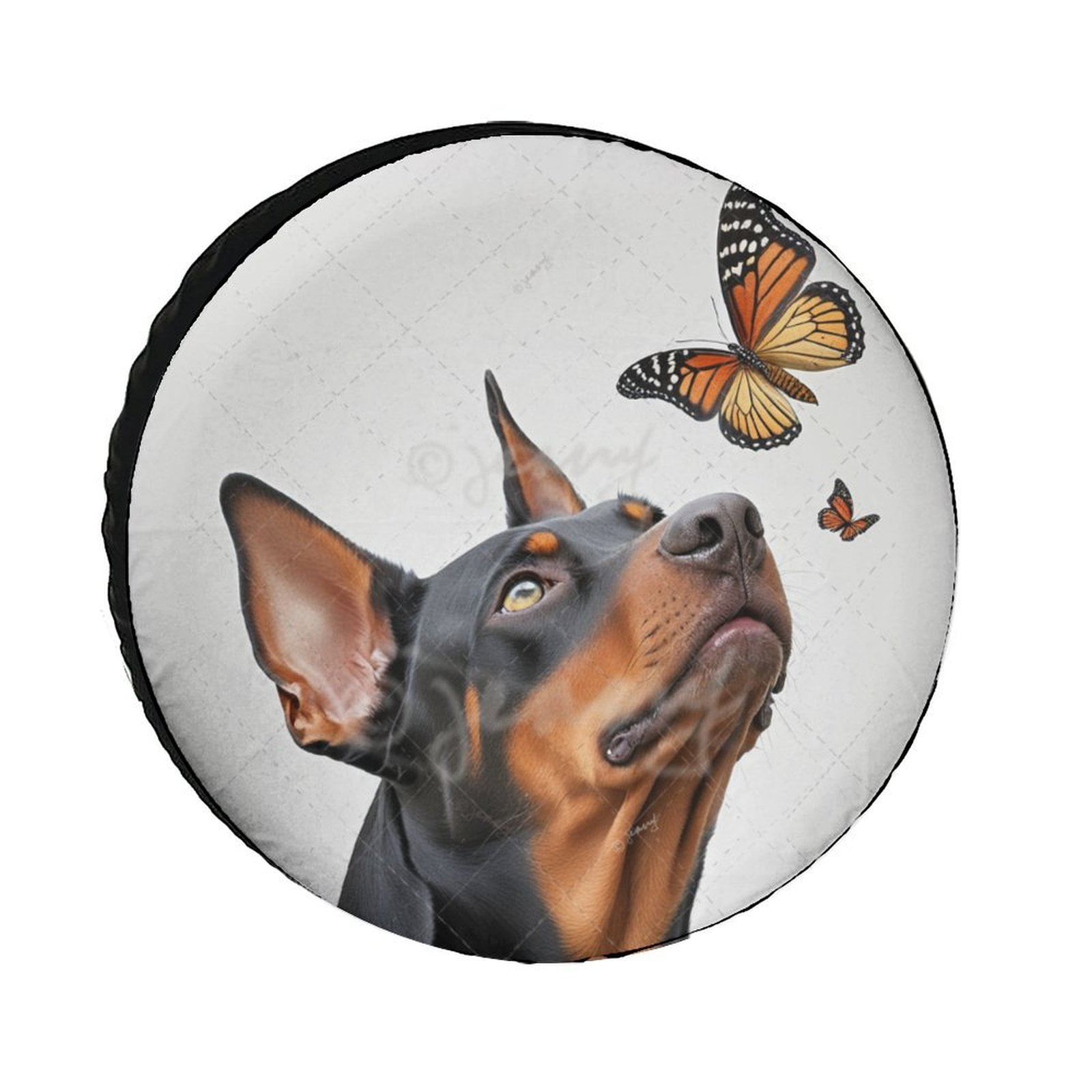 Doberman Pinscher With Butterfly Spare Tire Cover Waterproof For Car ...