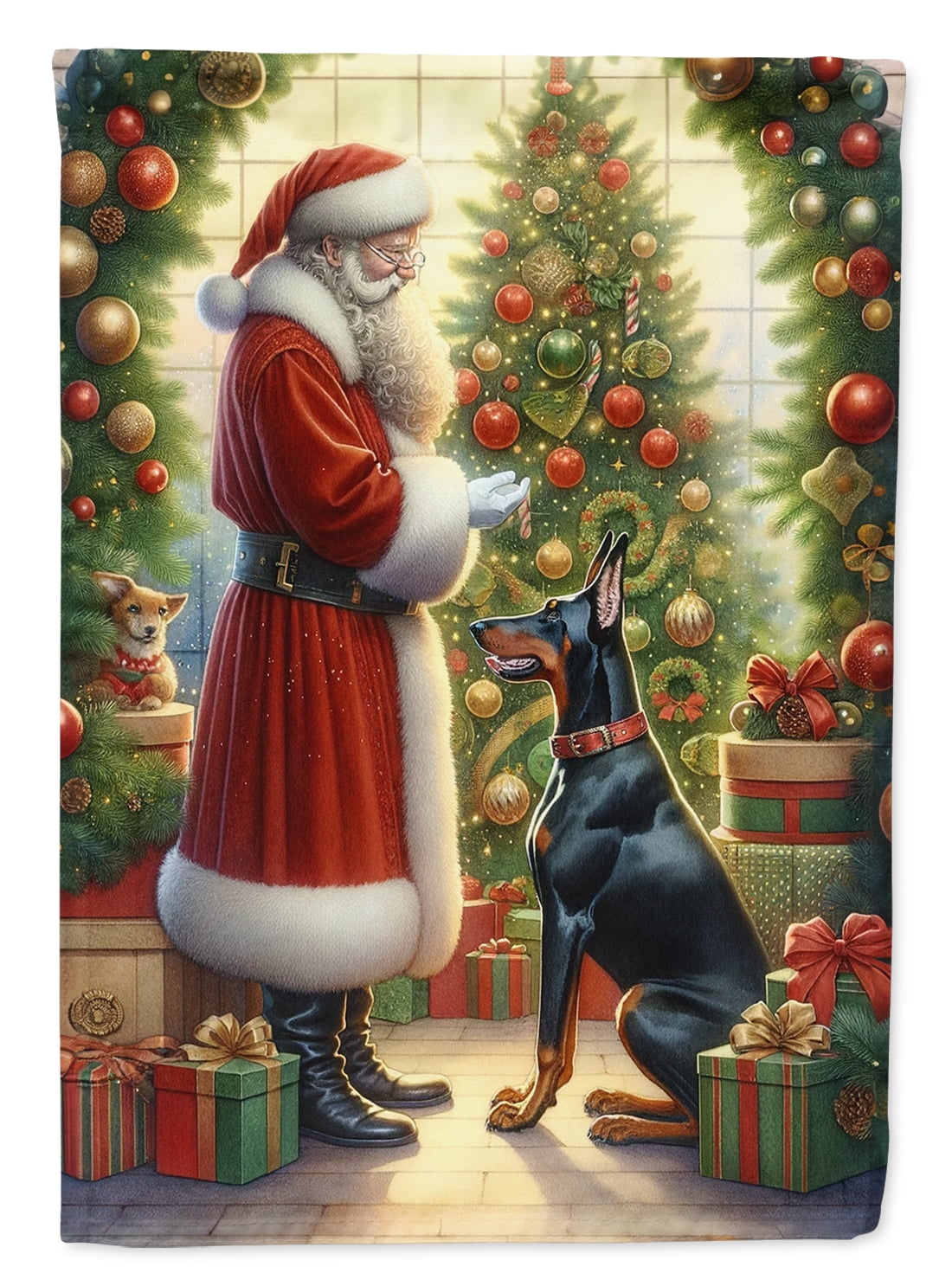 Doberman Pinscher and Santa Claus House Flag 28 in x 40 in - Walmart.com