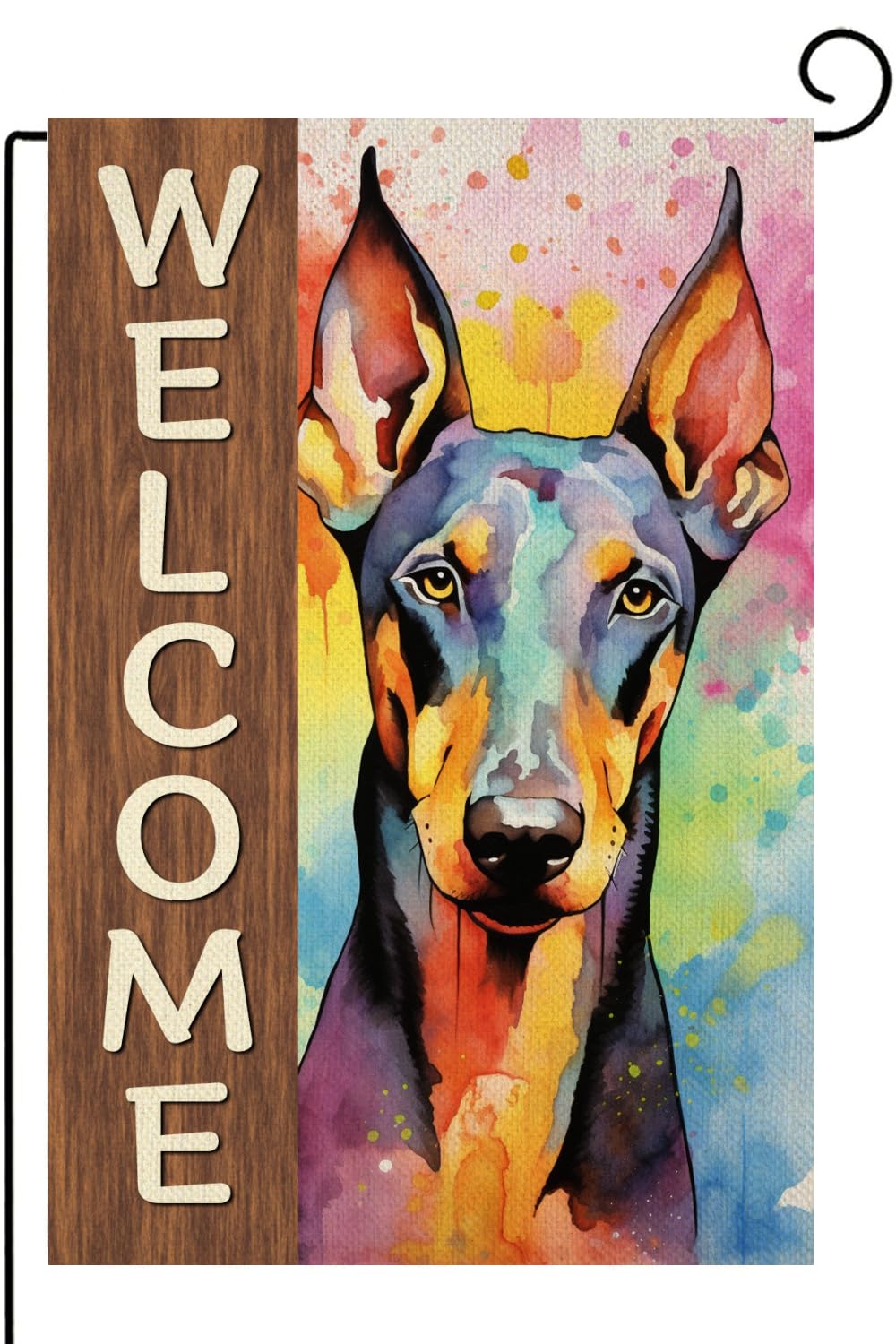 Doberman Welcome Garden Flag Dogs Paw Prints Spring Yard Flag Pet ...