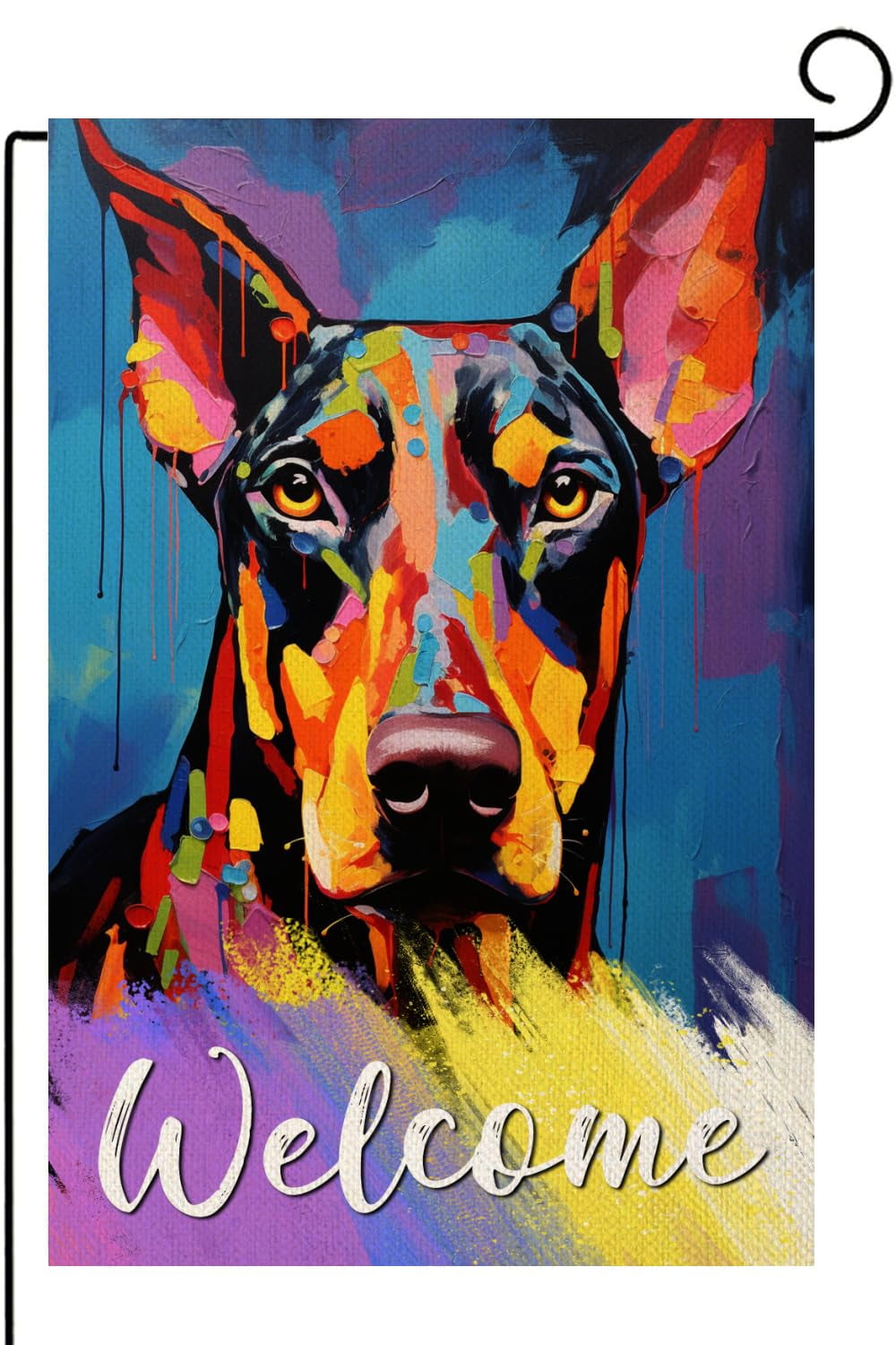 Doberman Welcome Garden Flag Dogs Paw Prints Spring Yard Flag Pet ...