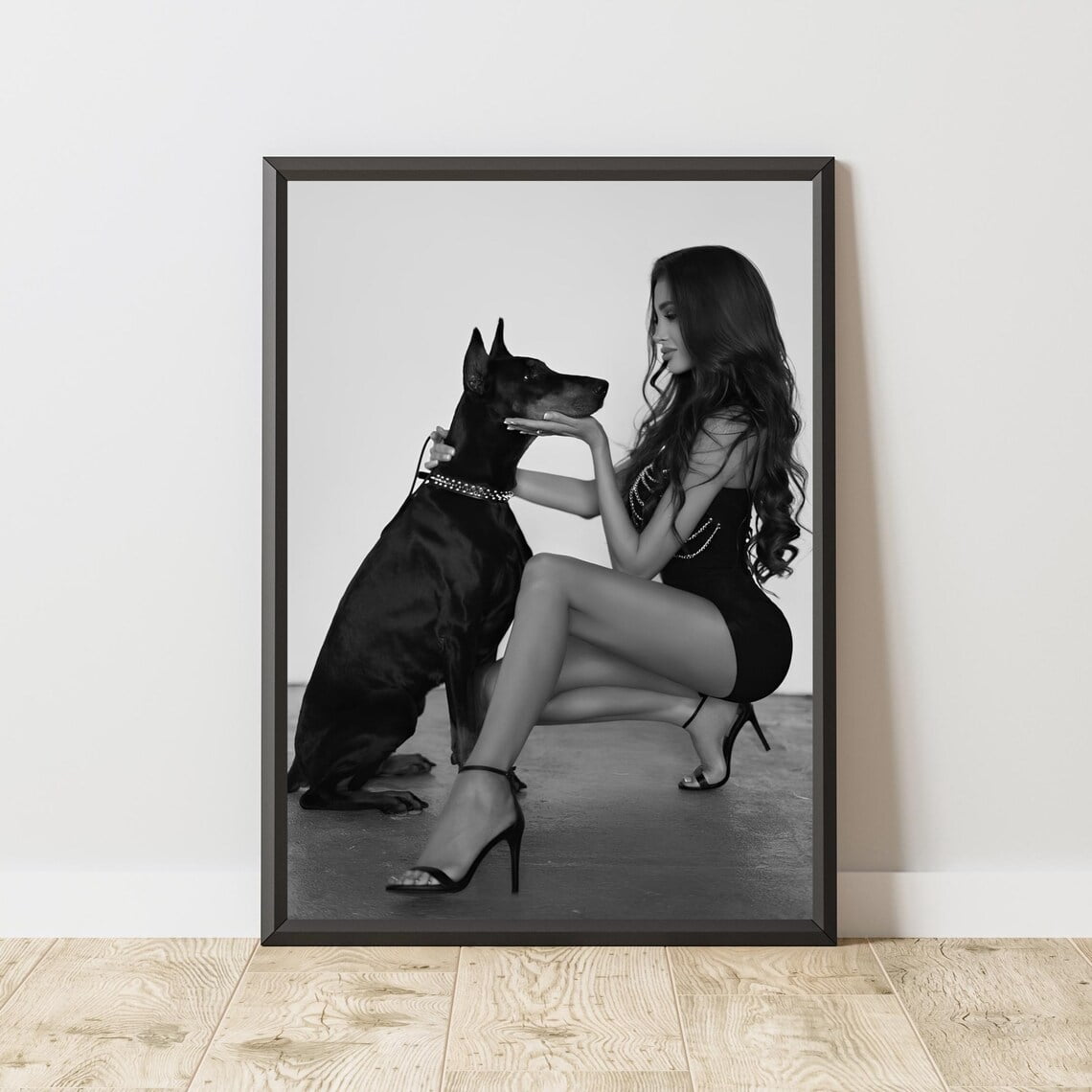 Doberman Woman Luxury Fashion Wall Art Elegant Dog Portrait Minimalist ...