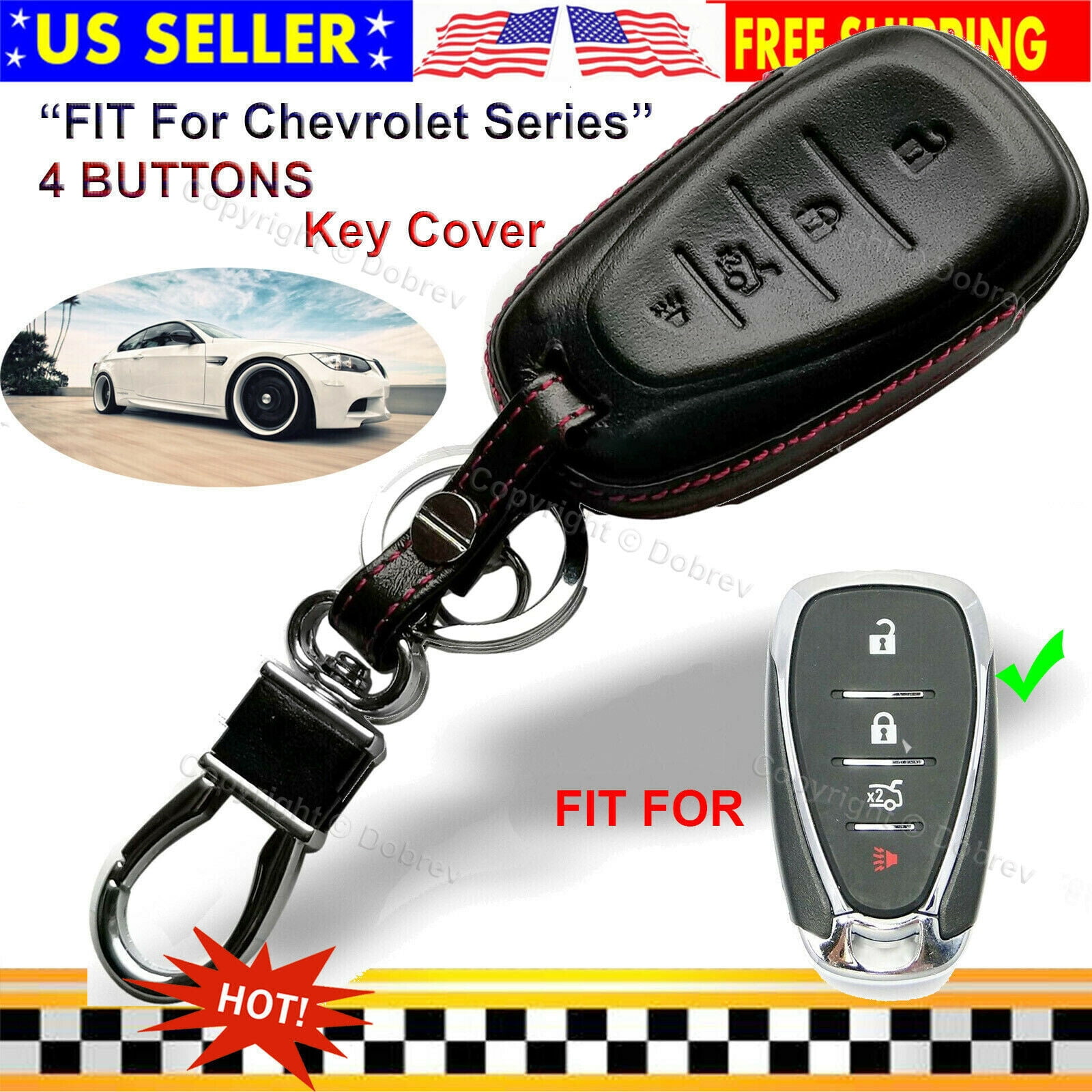 Dobrev 4 Buttons Genuine Leather Case Protector Key Fob Cover Smart Car ...