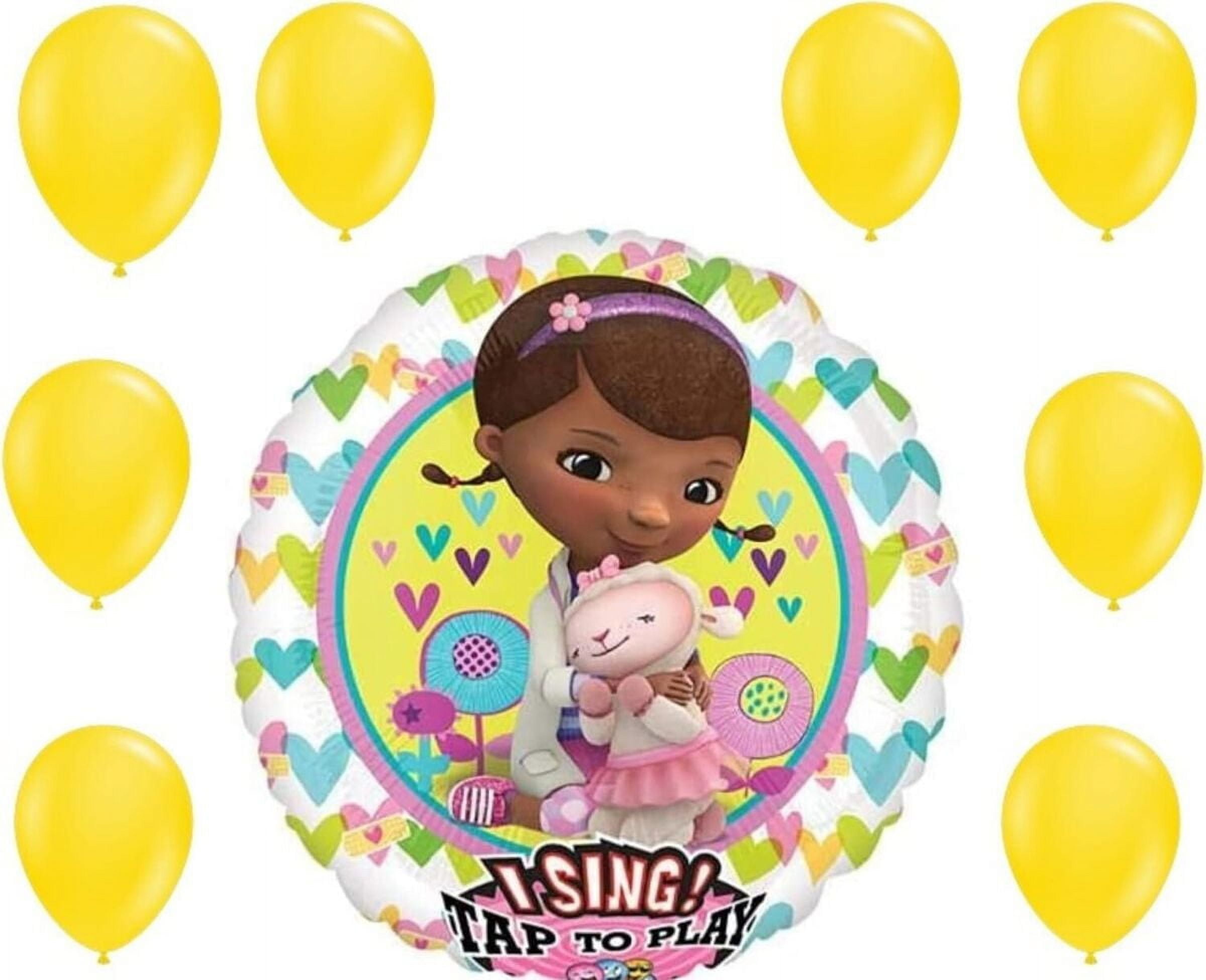 Doc McStuffins Singing Balloon 28" with 11 Yellow Latex Balloons and 11 ...