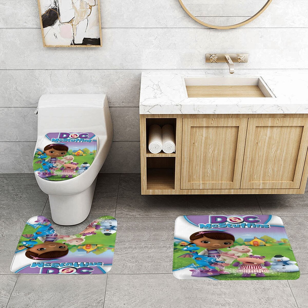 Doc McStuffins floor mat and toilet set is durable, machine washable ...