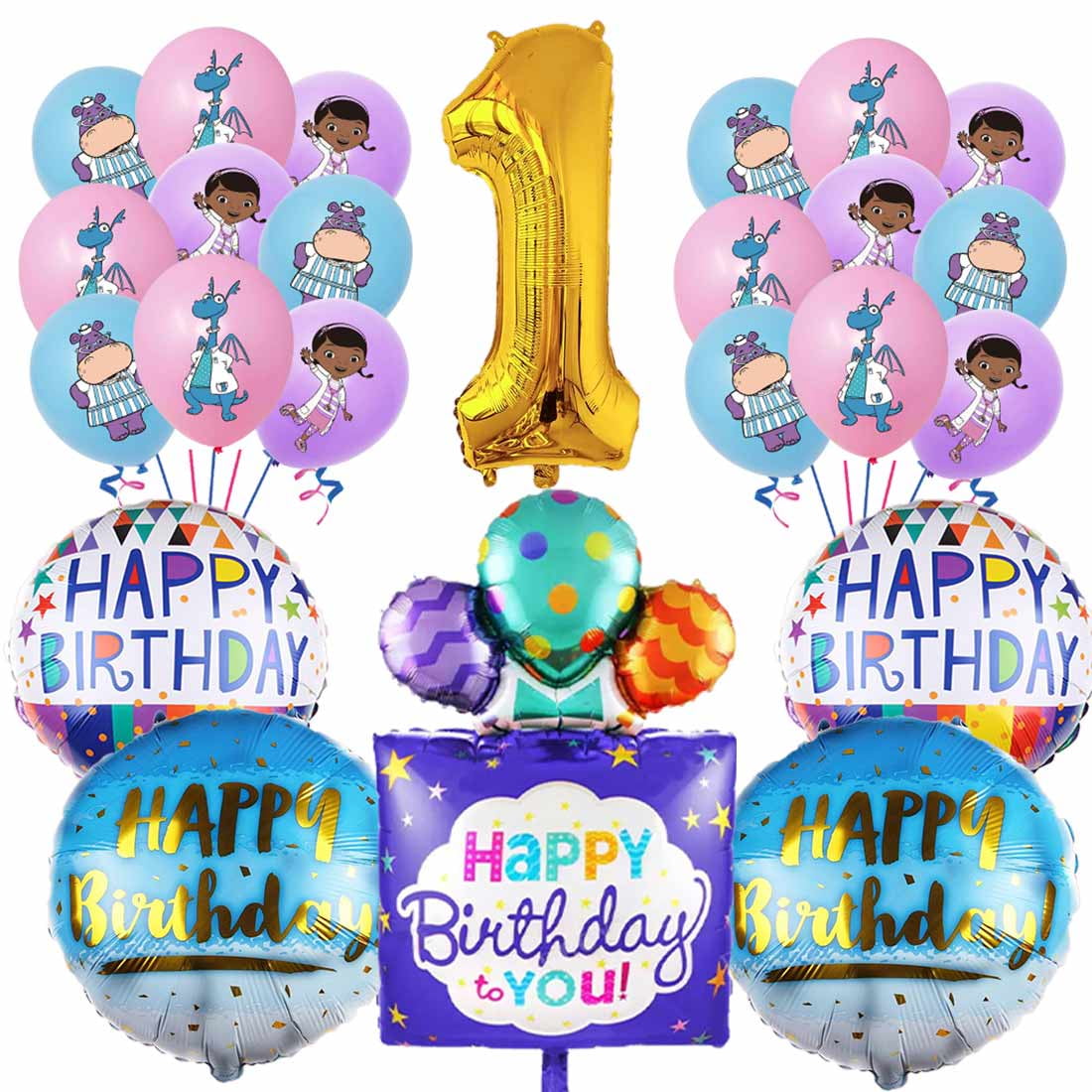 Doc Mcstuffins Balloons Party Supplies 1st Big Number Decorations Decor ...