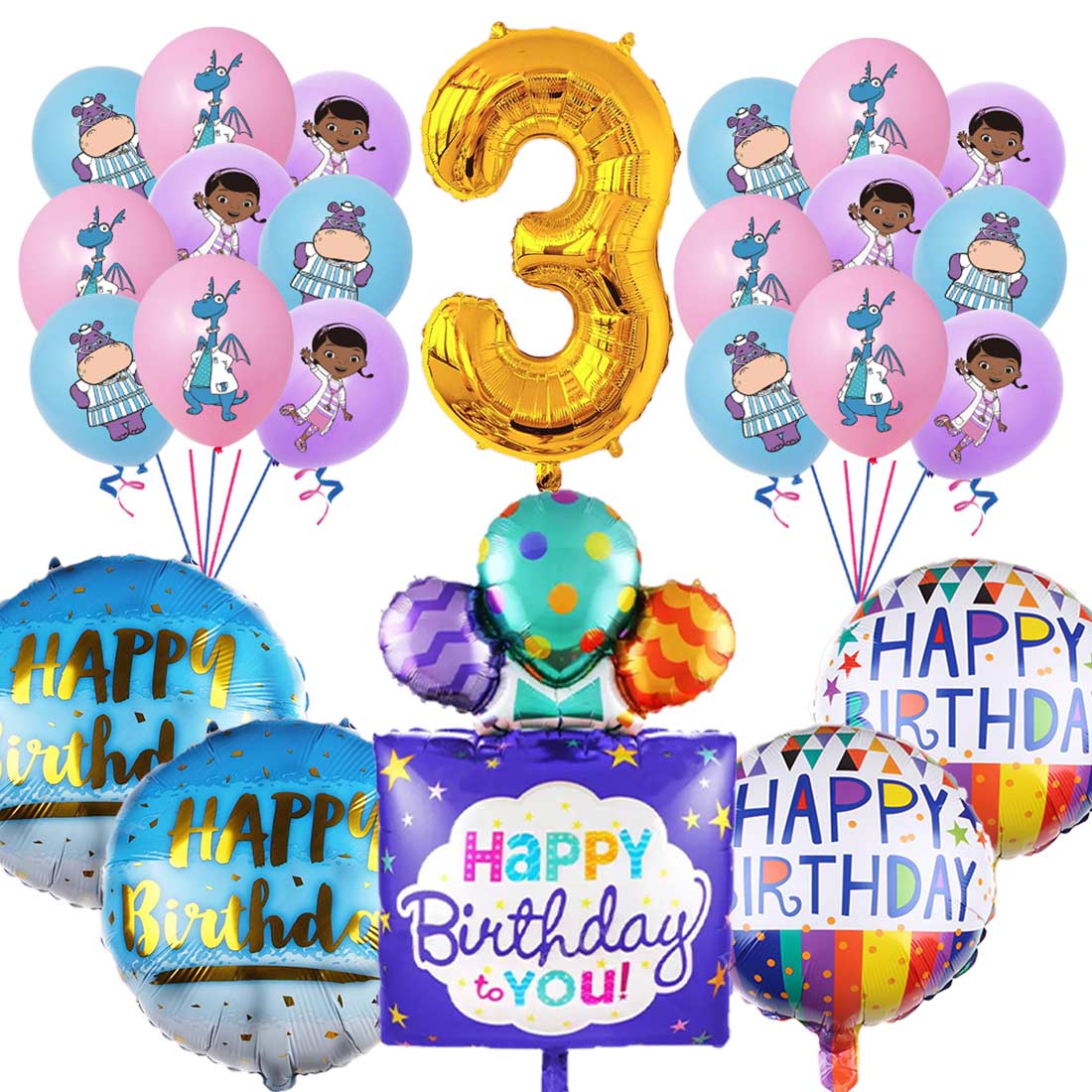 Doc Mcstuffins Balloons Party Supplies 3rd Big Number Decorations Decor ...